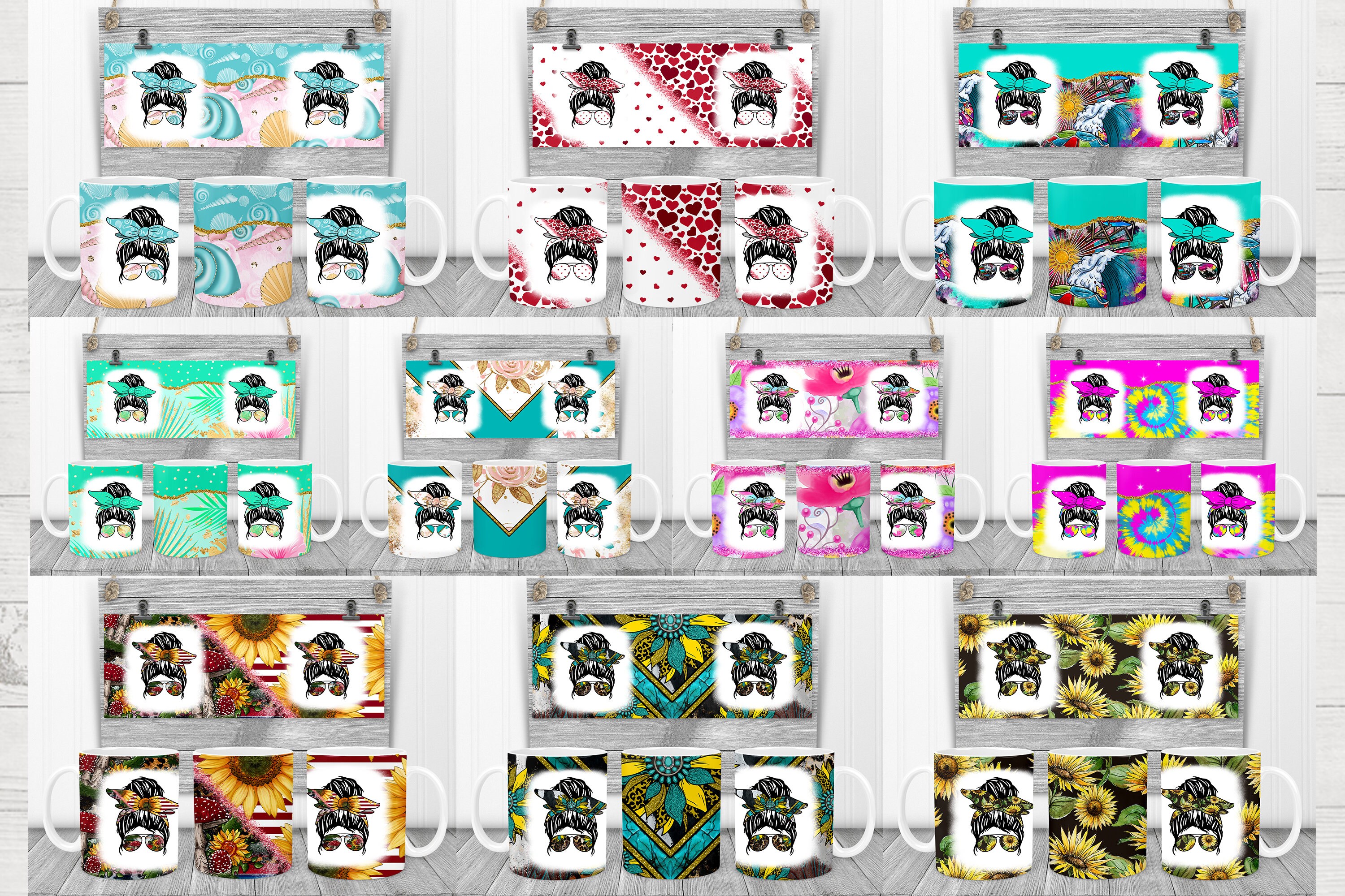 11 Oz Mug Sublimation Designs Messy Bun Mug Bundle 11oz Mug - Etsy