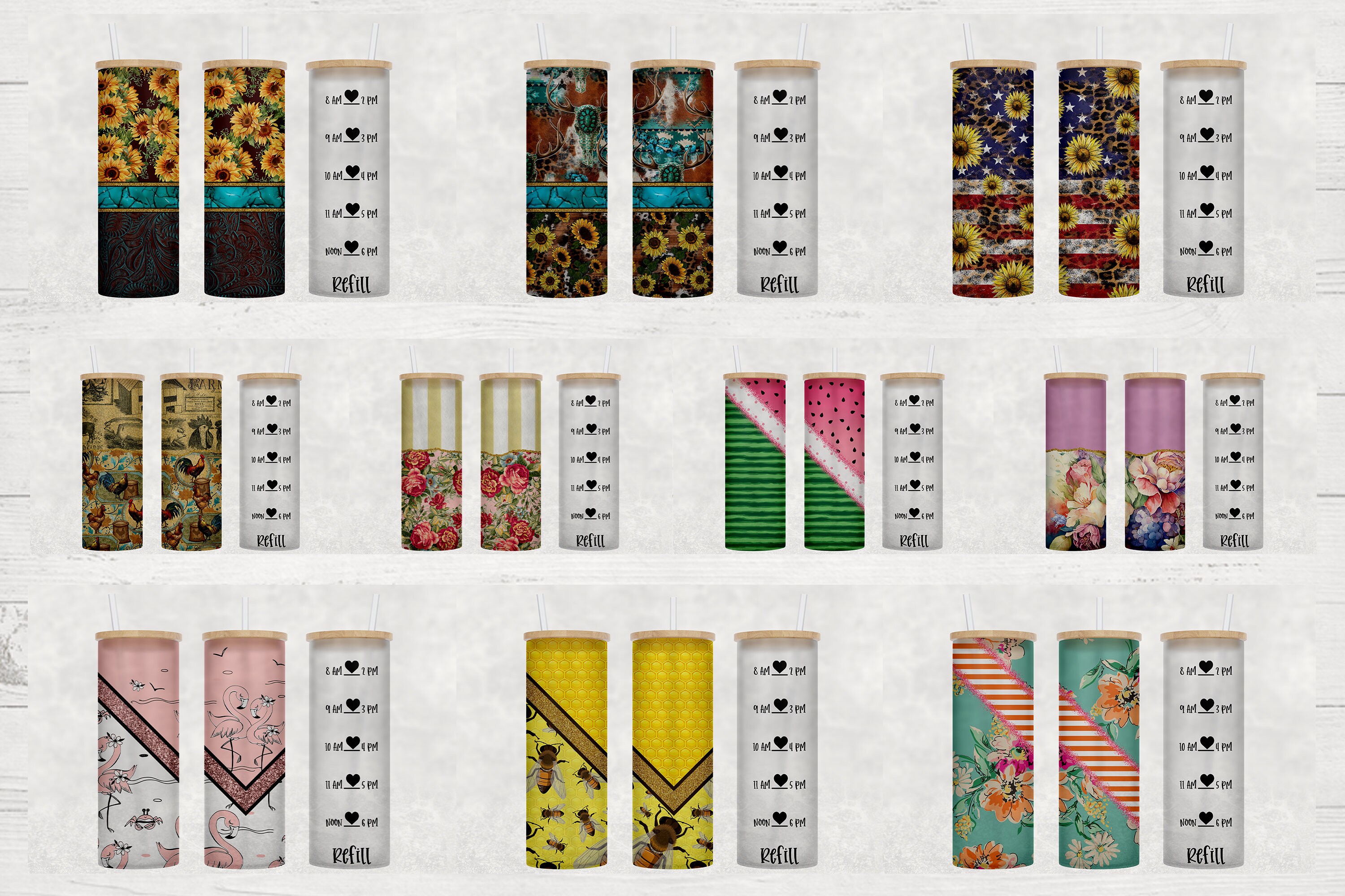 25oz Libbey Glass Tumbler Sublimation Designs Water Tracker - Etsy