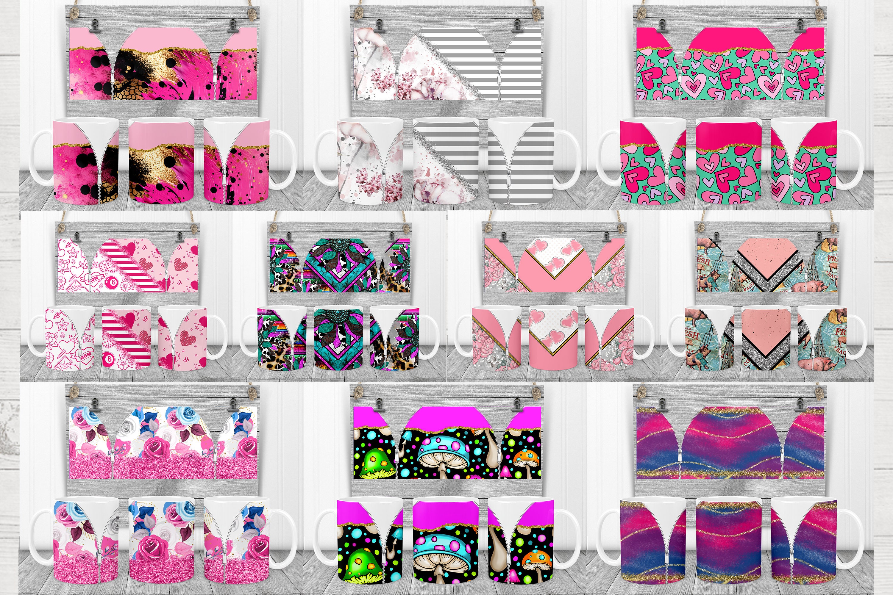 11 Oz Mug Sublimation Designs Zip Mug Bundle 11oz Mug - Etsy