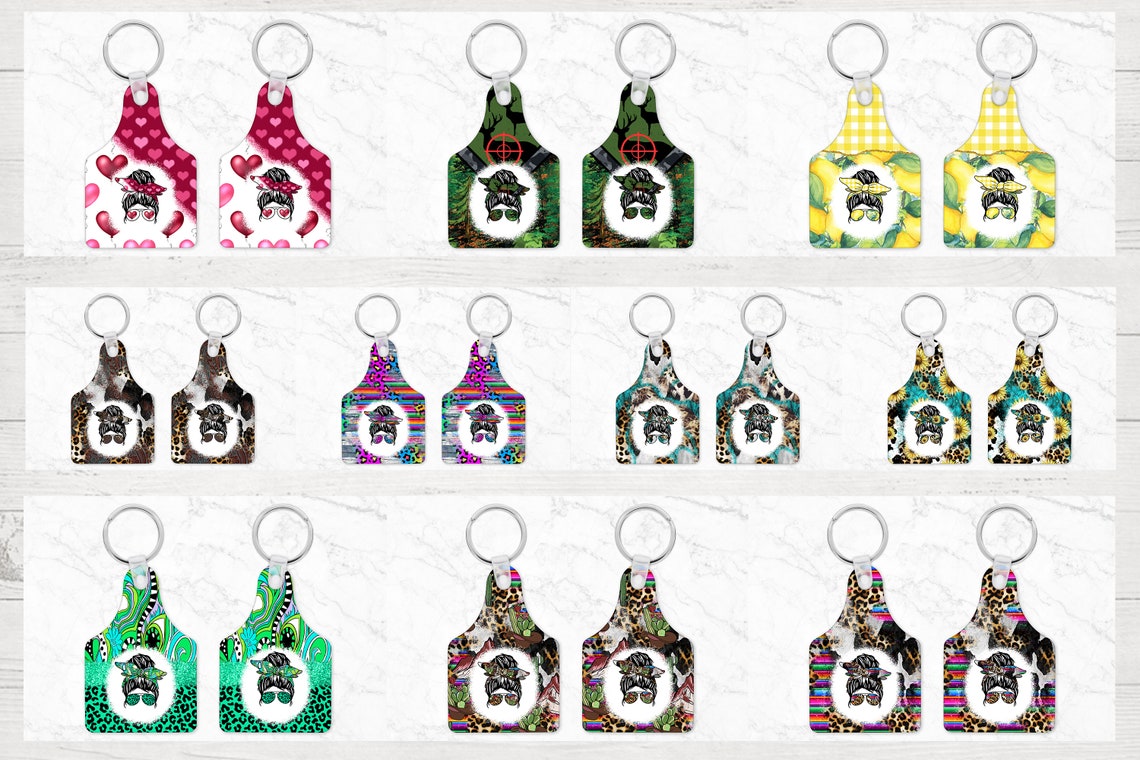 Cow Tag Keyring Sublimation Design, Cowtag Earring Designs, Key Ring ...
