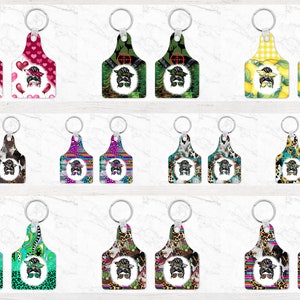 Cow Tag Keyring Sublimation Design, Cowtag Earring Designs, Key Ring ...