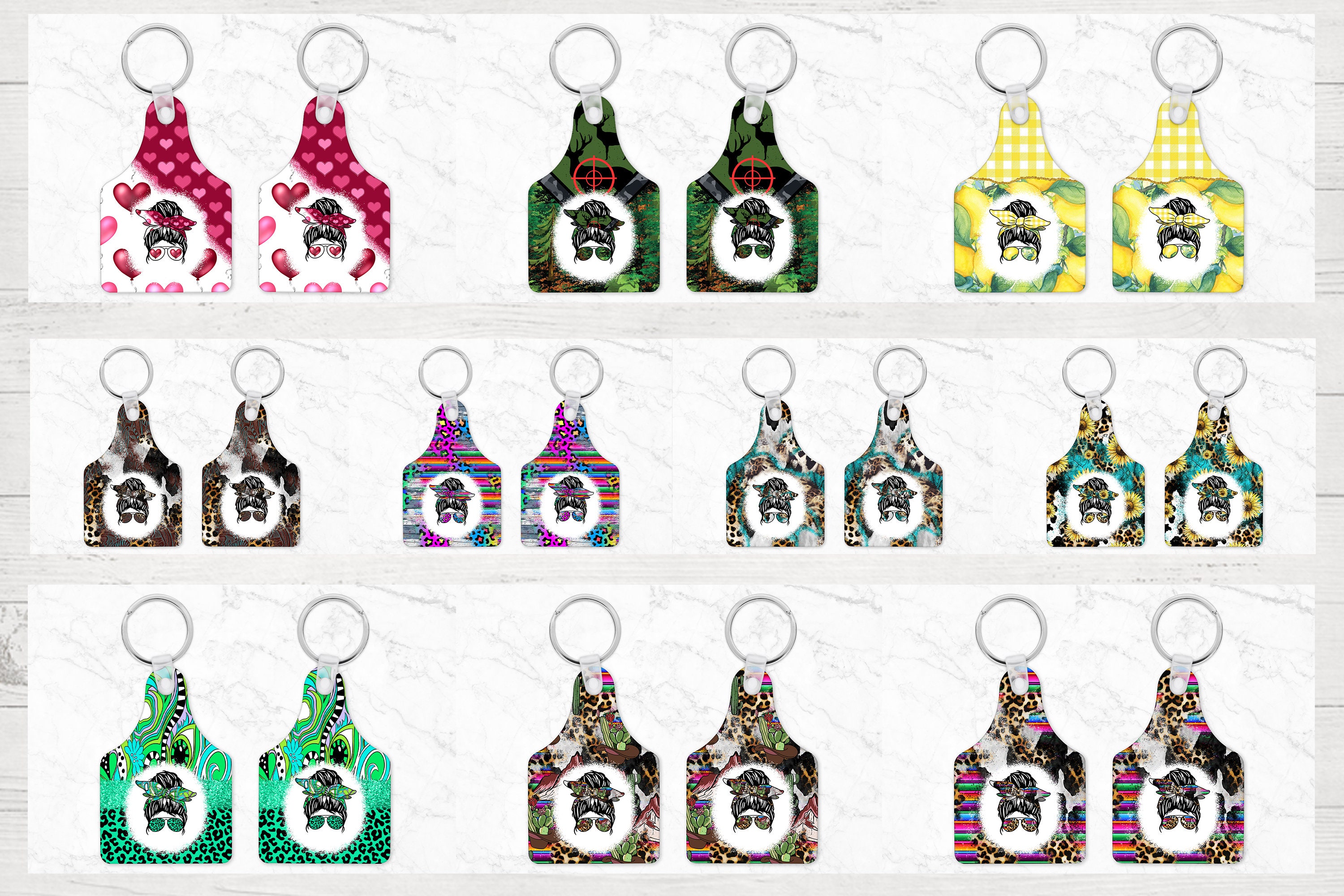 Cow Tag Keyring Sublimation Design Cowtag Earring Designs - Etsy