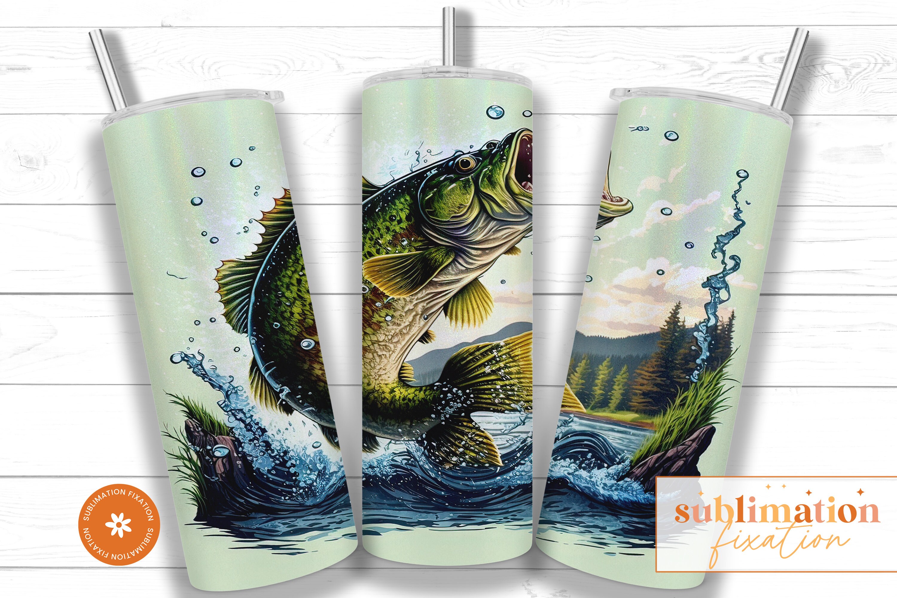 Fishing 20oz Skinny Tumbler Sublimation Design Template Bass - Etsy