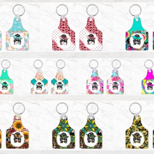 Cow Tag Keyring Sublimation Design, Cowtag Earring Designs, Key Ring ...