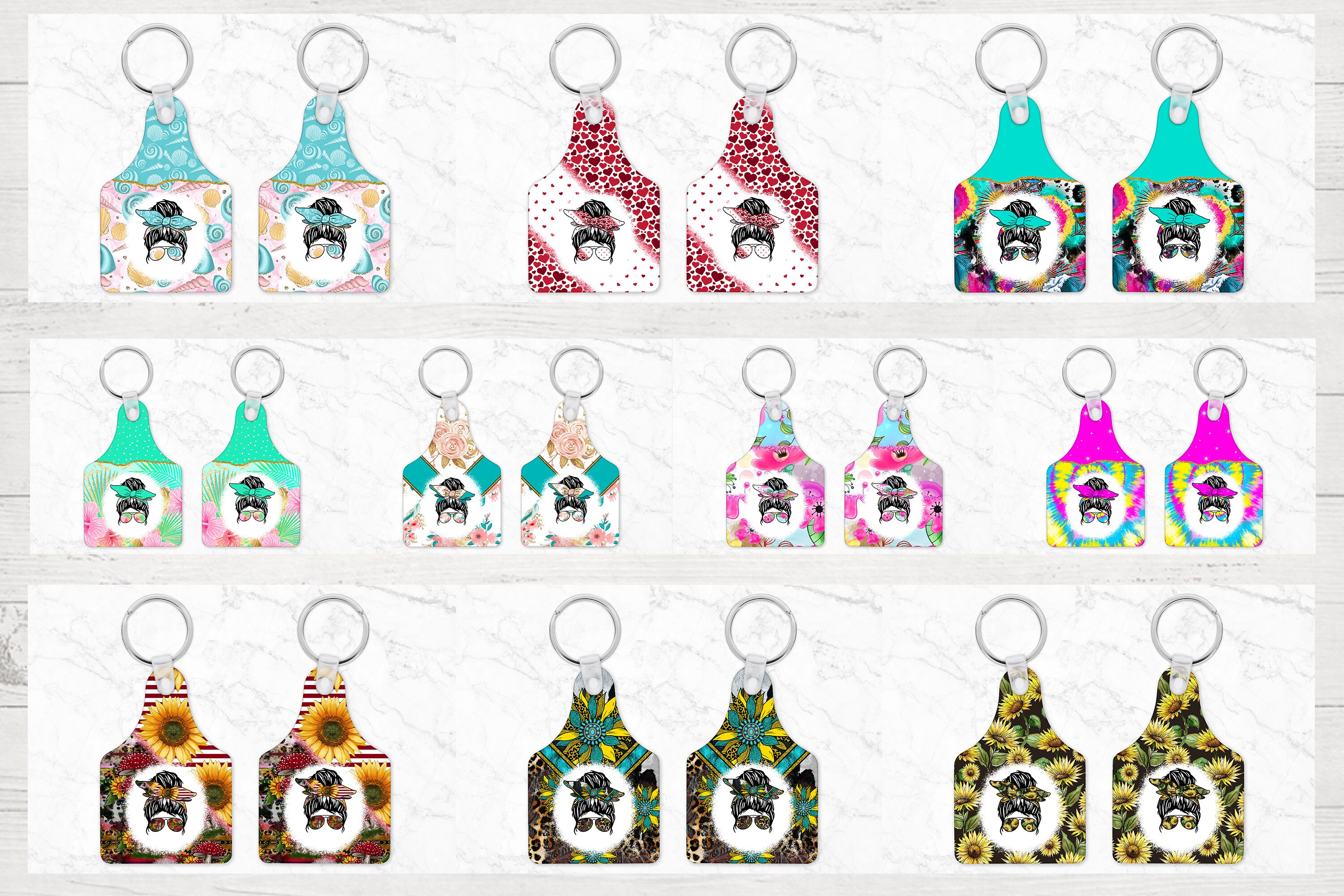 Cow Tag Keyring Sublimation Design Cowtag Earring Designs - Etsy