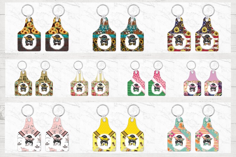 Cow Tag Keyring Sublimation Design Cowtag Earring Designs - Etsy