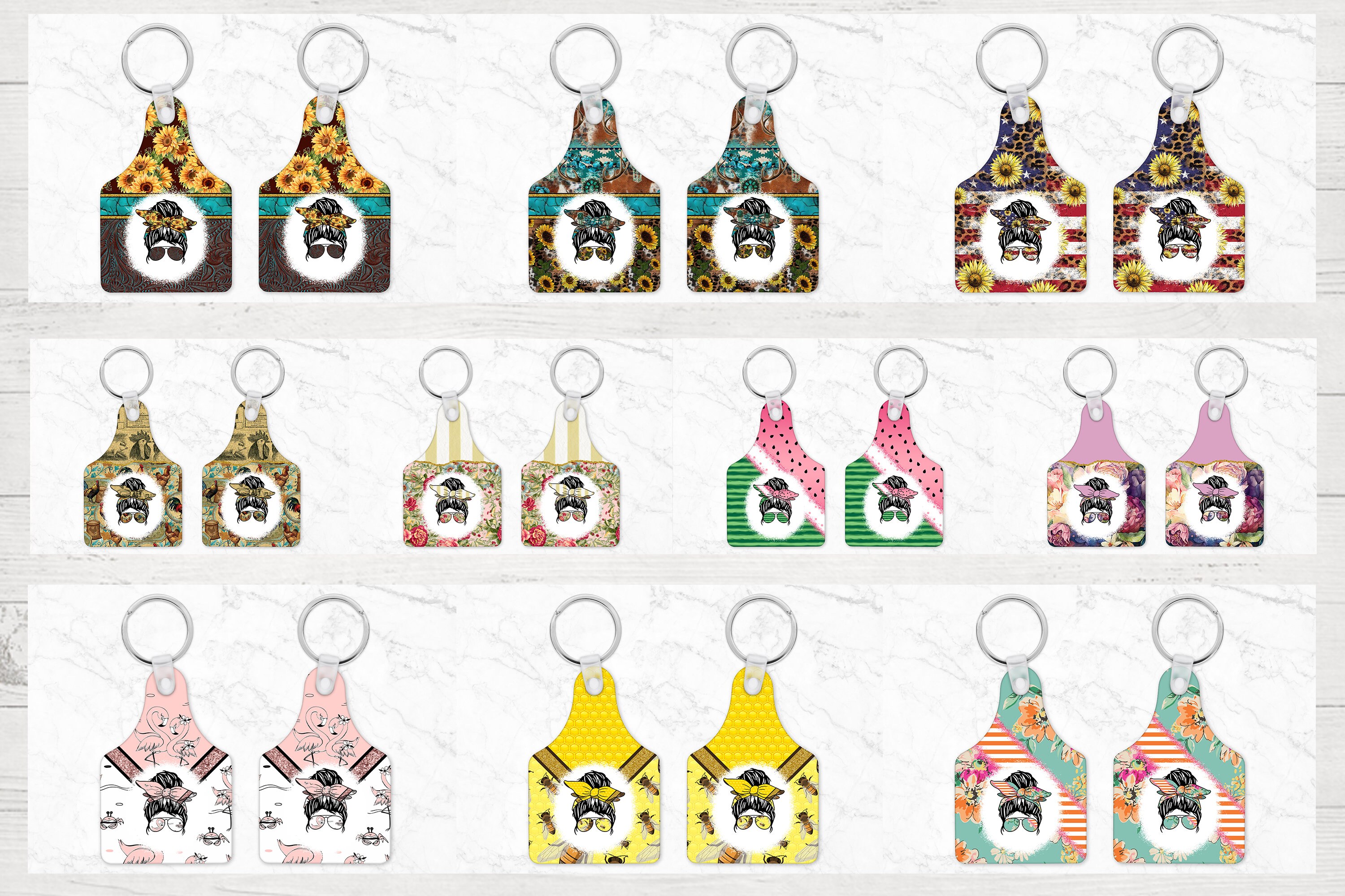 Cow Tag Keyring Sublimation Design Cowtag Earring Designs - Etsy
