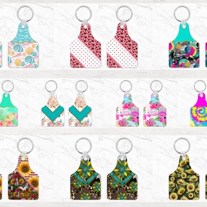 Cow Tag Keyring Sublimation Design, Cowtag Earring Designs, Key Ring ...