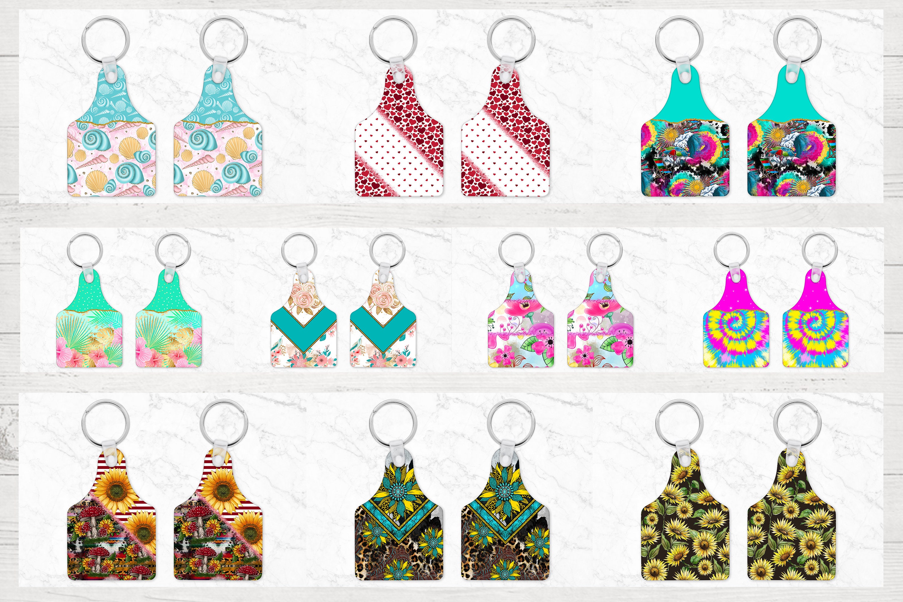 Cow Tag Keyring Sublimation Design, Cowtag Earring Designs, Key Ring ...