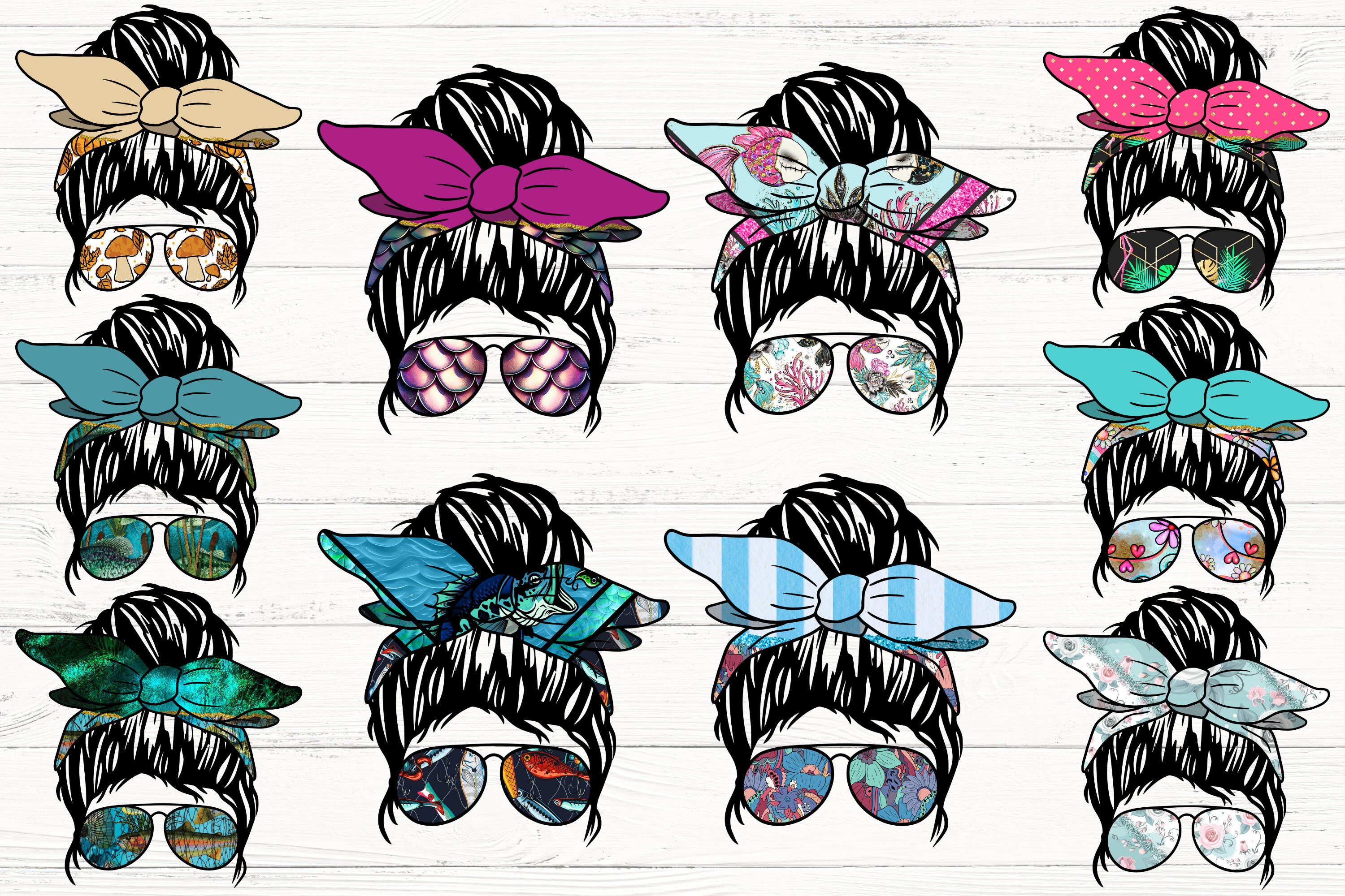 Messy Bun Sublimation Design Bundle, Messy Bun Bundle, Messy Bun ...