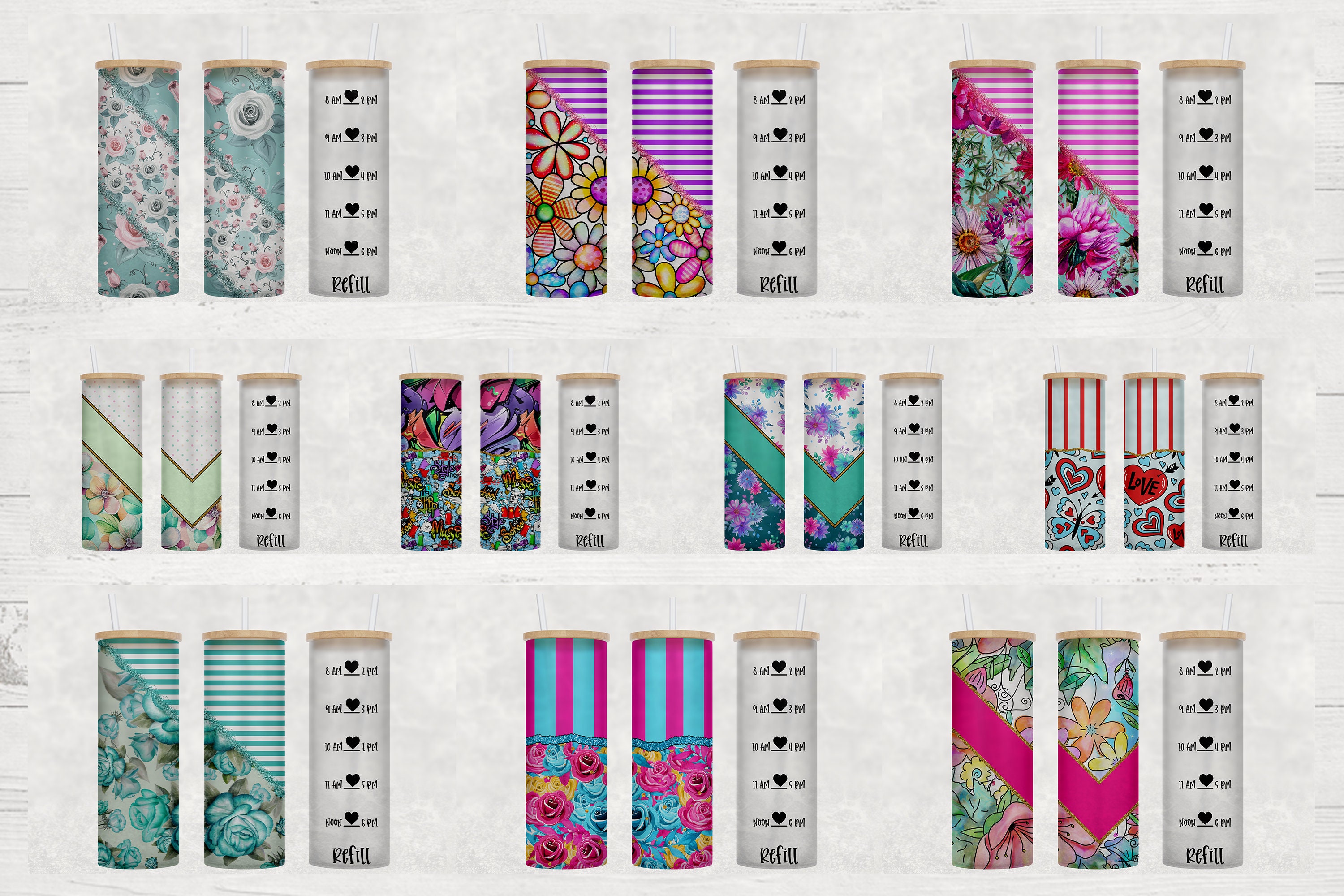 25oz Libbey Glass Tumbler Sublimation Designs Water Tracker - Etsy