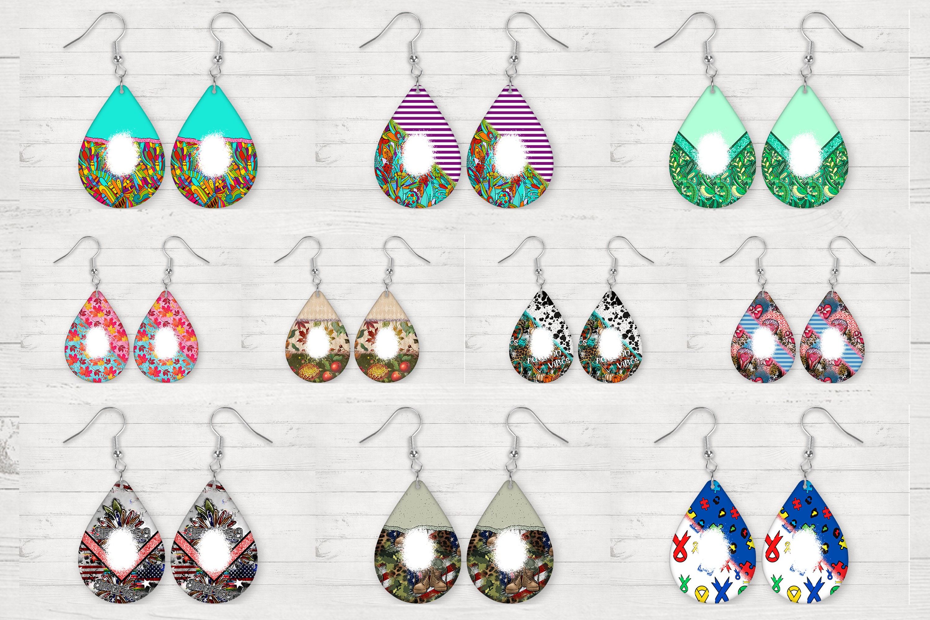 Tear Drop Earring Sublimation Design Bundle Earring Bundle - Etsy