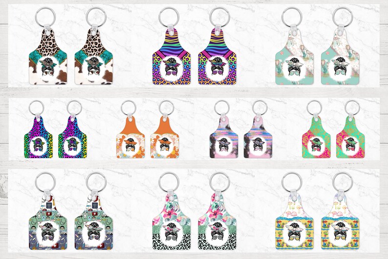 Cow Tag Keyring Sublimation Design Cowtag Earring Designs - Etsy