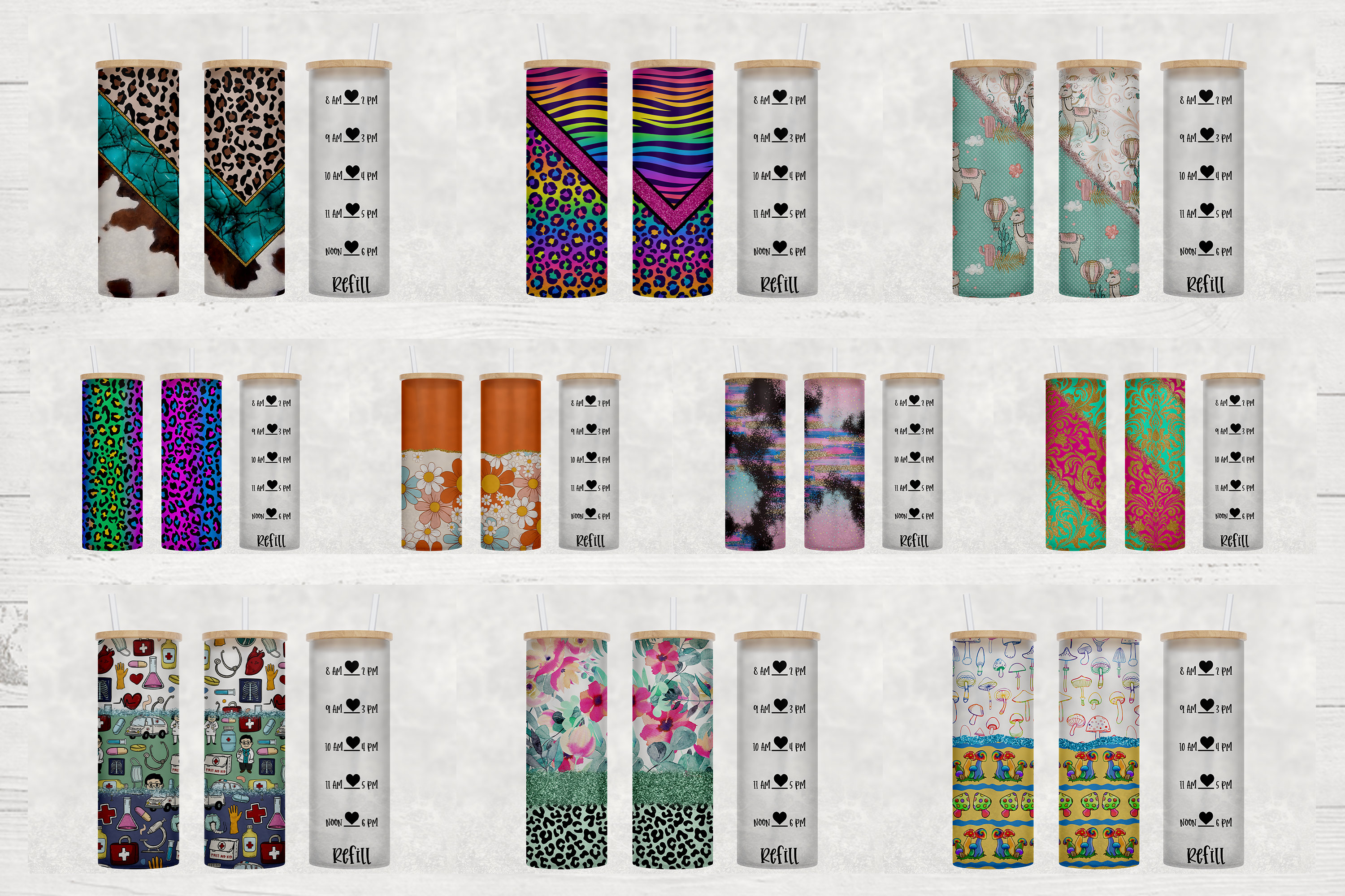 25oz Libbey Glass Tumbler Sublimation Designs Water Tracker - Etsy