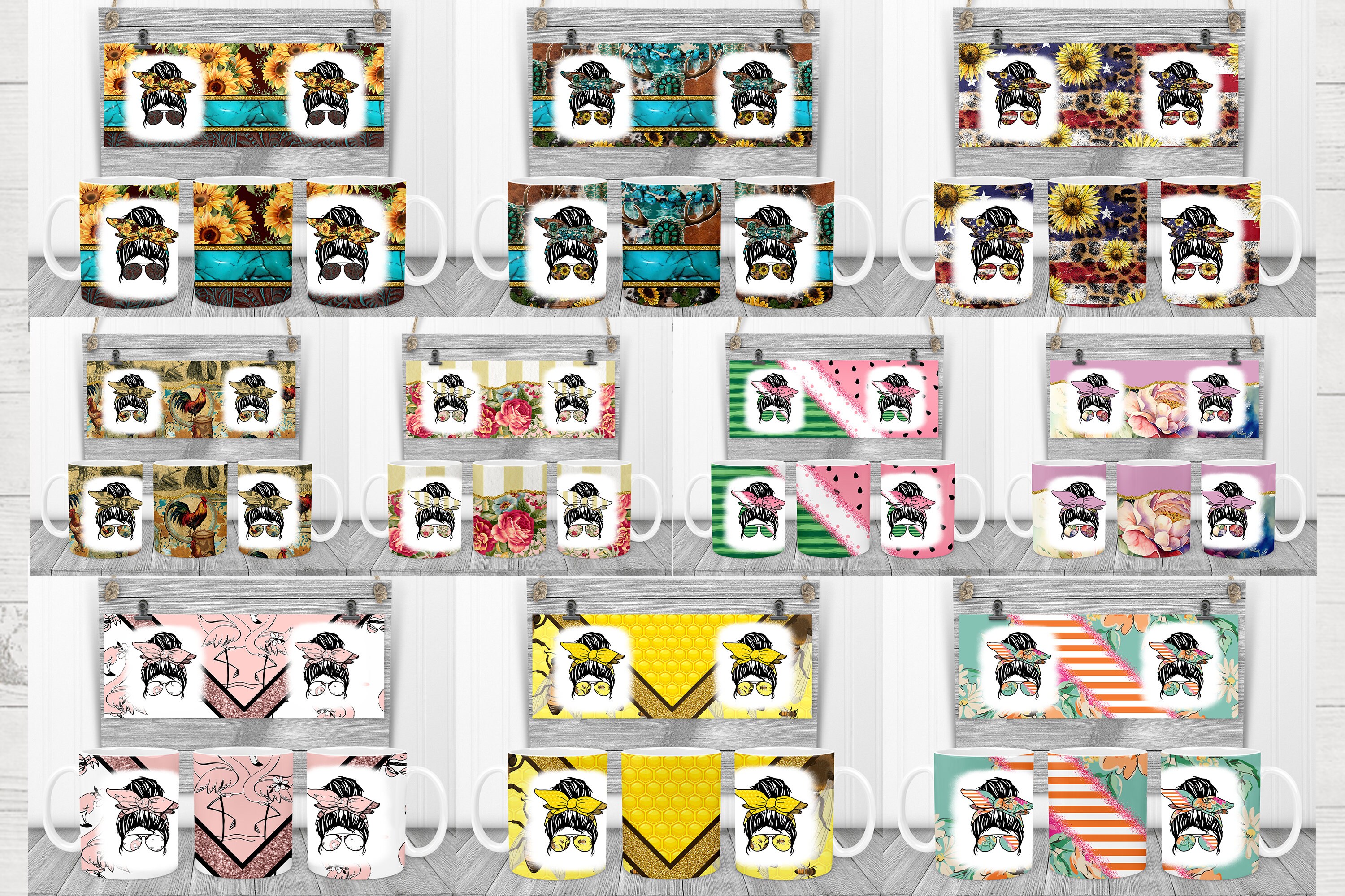 11 Oz Mug Sublimation Designs Messy Bun Mug Bundle 11oz Mug - Etsy