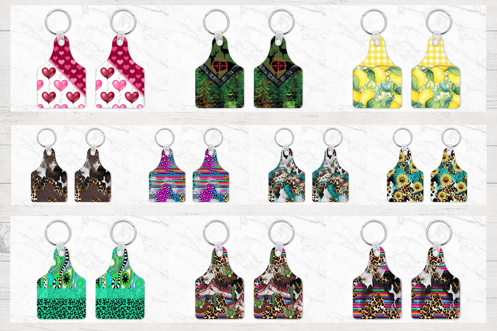 Cow Tag Keyring Sublimation Design, Cowtag Earring Designs, Key Ring ...