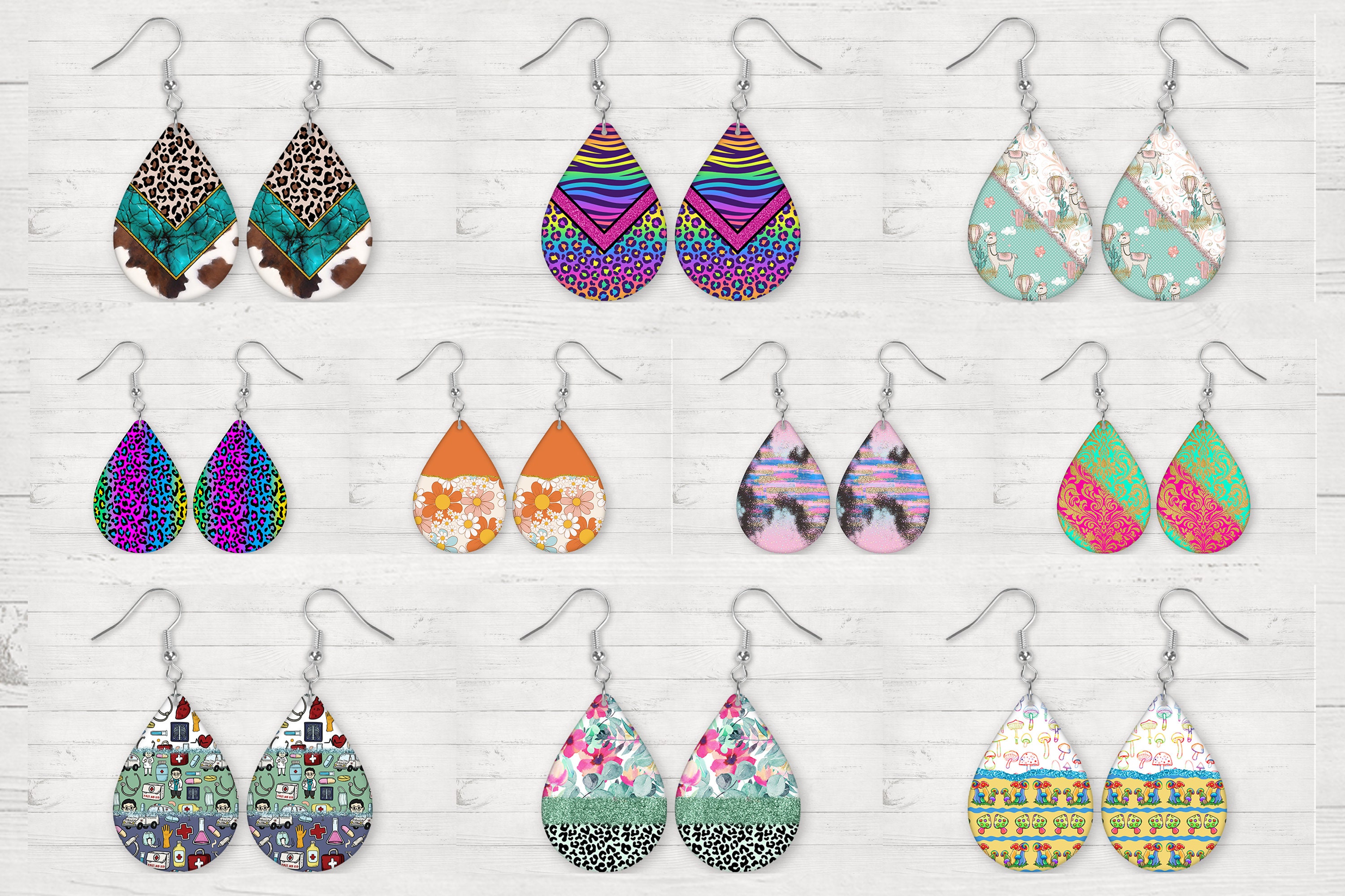 Tear Drop Earring Sublimation Design Bundle Earring Bundle - Etsy
