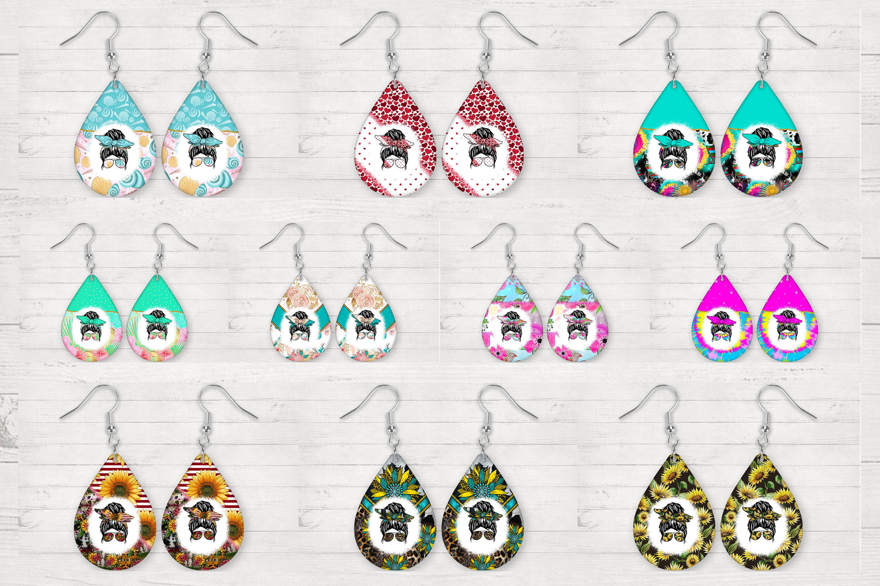 Tear Drop Earring Sublimation Design Bundle, Earring Bundle, Tear Drop ...