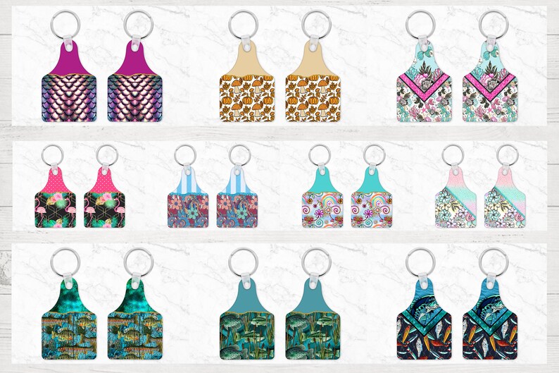 Cow Tag Keyring Sublimation Design, Cowtag Earring Designs, Key Ring ...