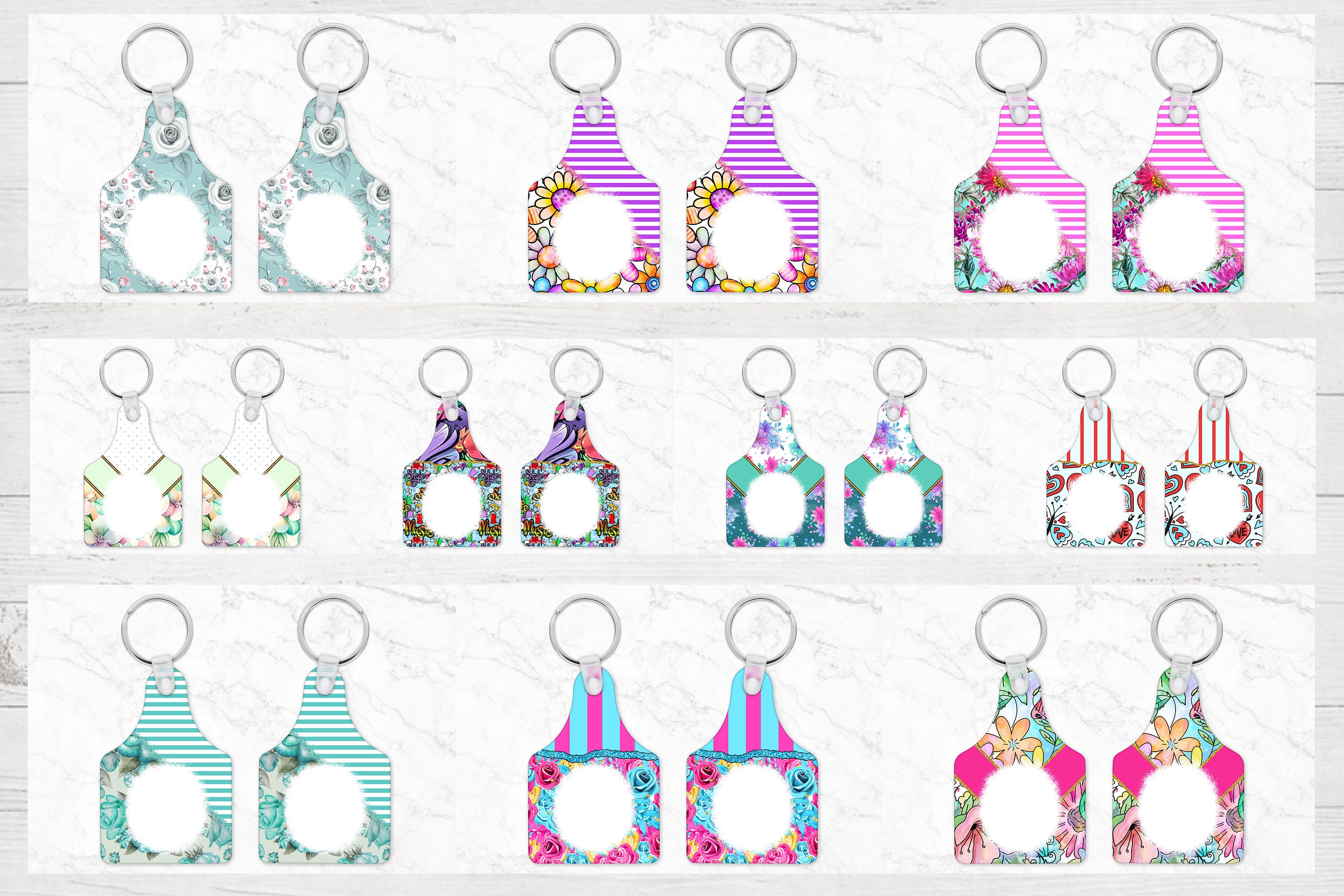 Cow Tag Keyring Sublimation Design Cowtag Earring Designs - Etsy