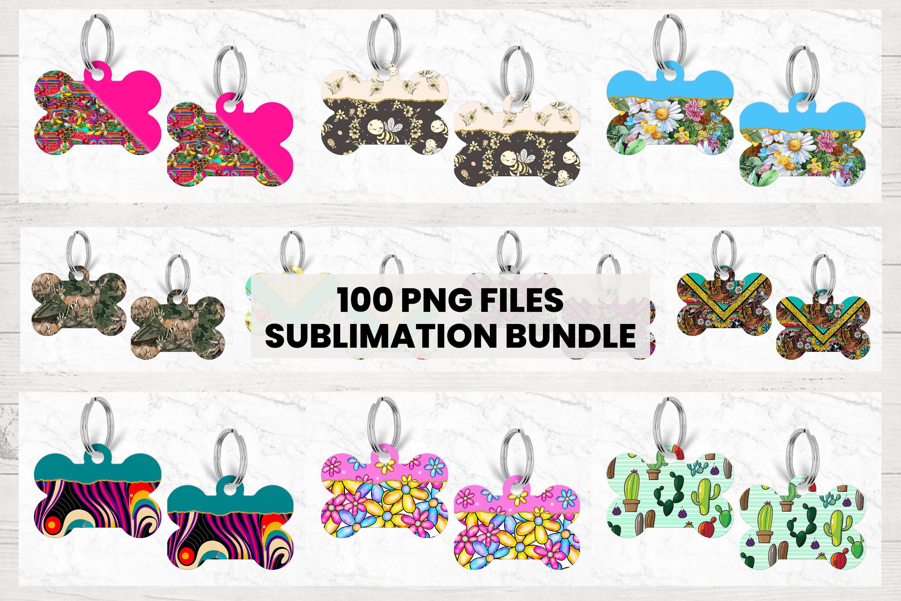 Bone Dog Tag Bundle, Dog Tags Sublimation, Pet Tag Png Bundle, Bone Dog ...