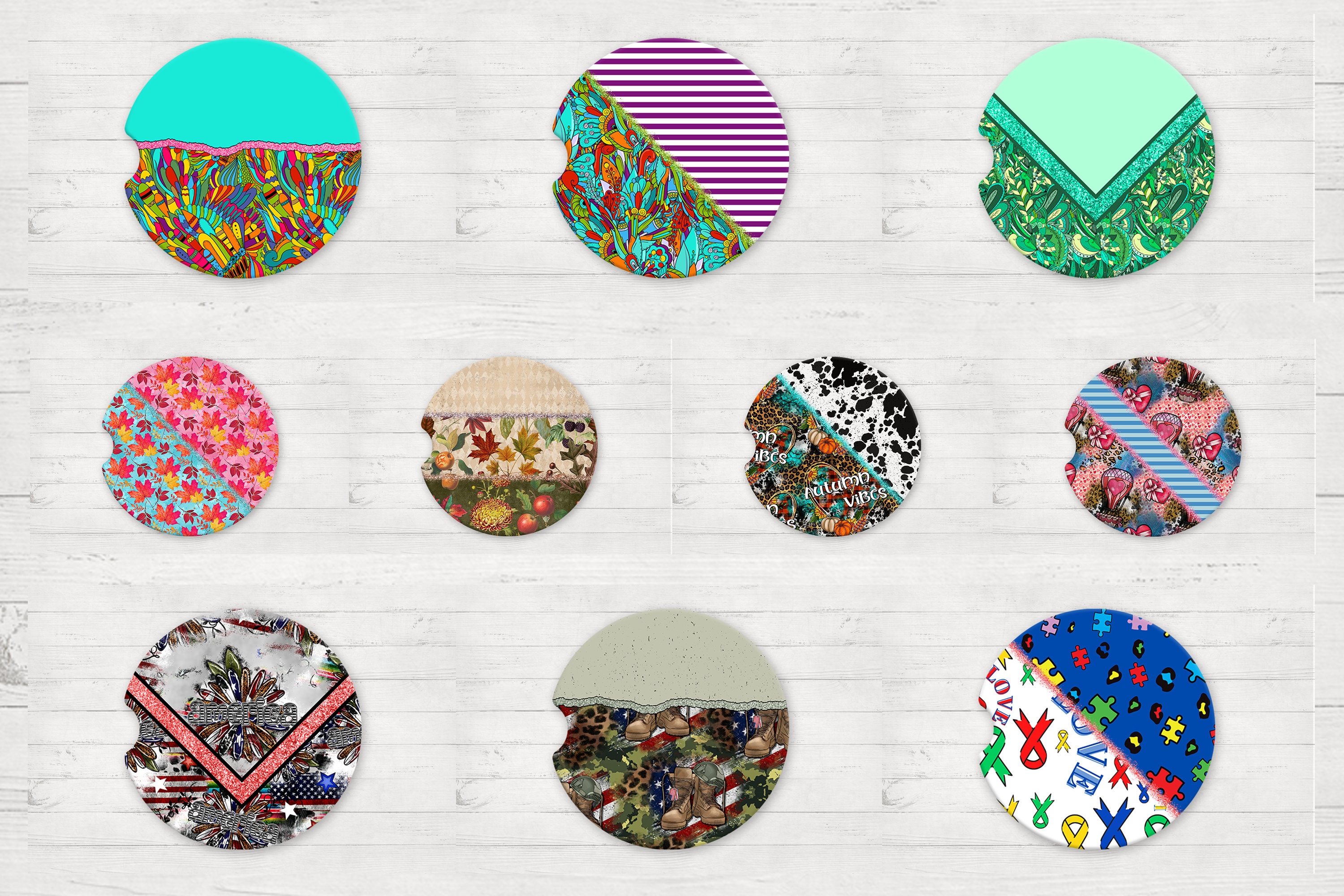Car Coaster Sublimation Design, Car Coaster Bundle, Car Coaster ...