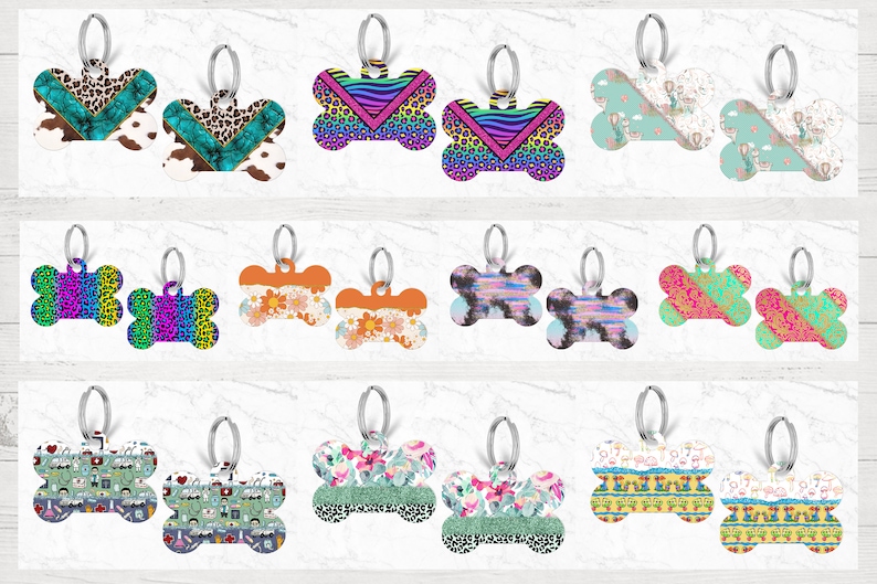 Bone Dog Tag Bundle, Dog Tags Sublimation, Pet Tag Png Bundle, Bone Dog ...