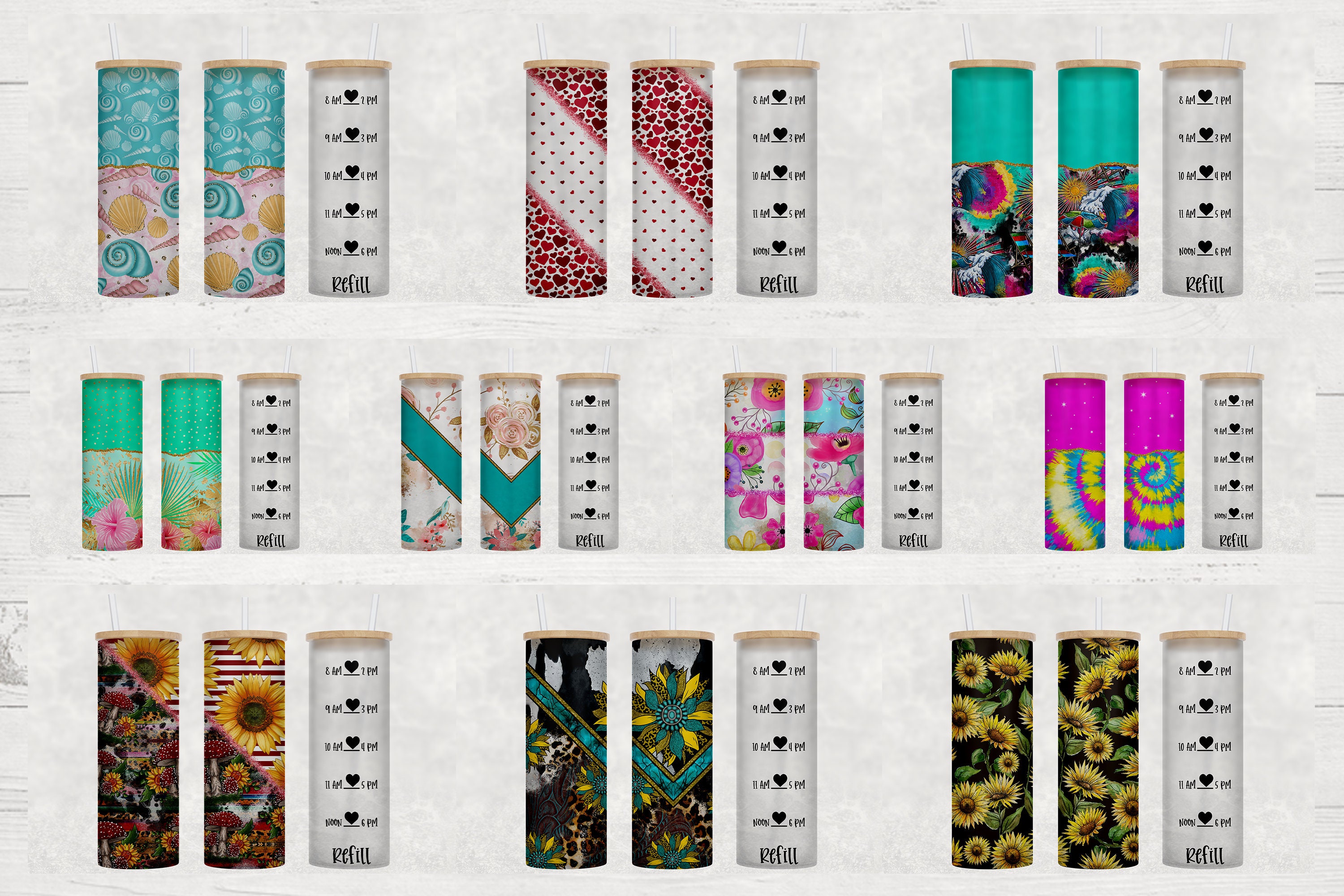 25oz Libbey Glass Tumbler Sublimation Designs Water Tracker - Etsy