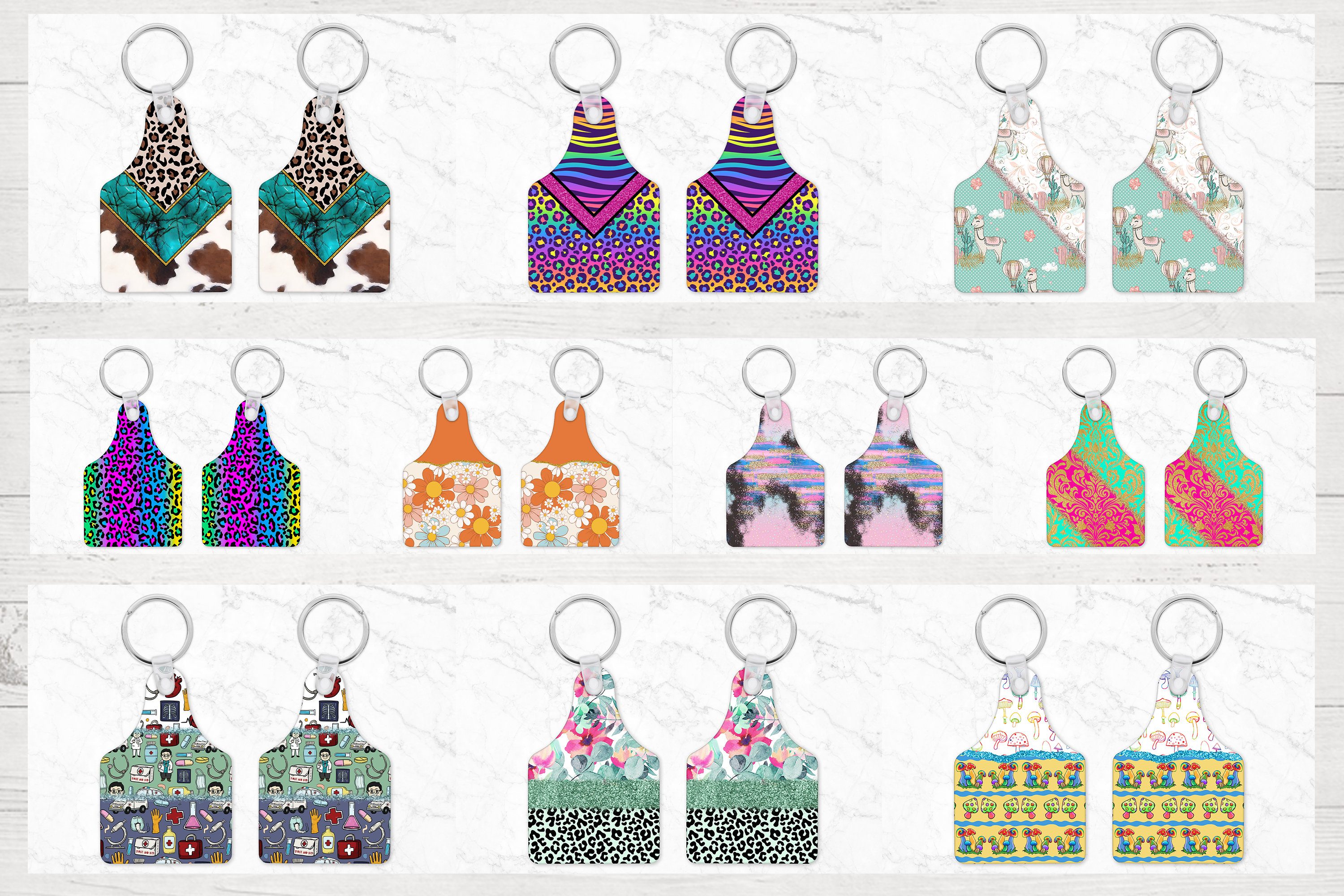 Cow Tag Keyring Sublimation Design, Cowtag Earring Designs, Key Ring ...