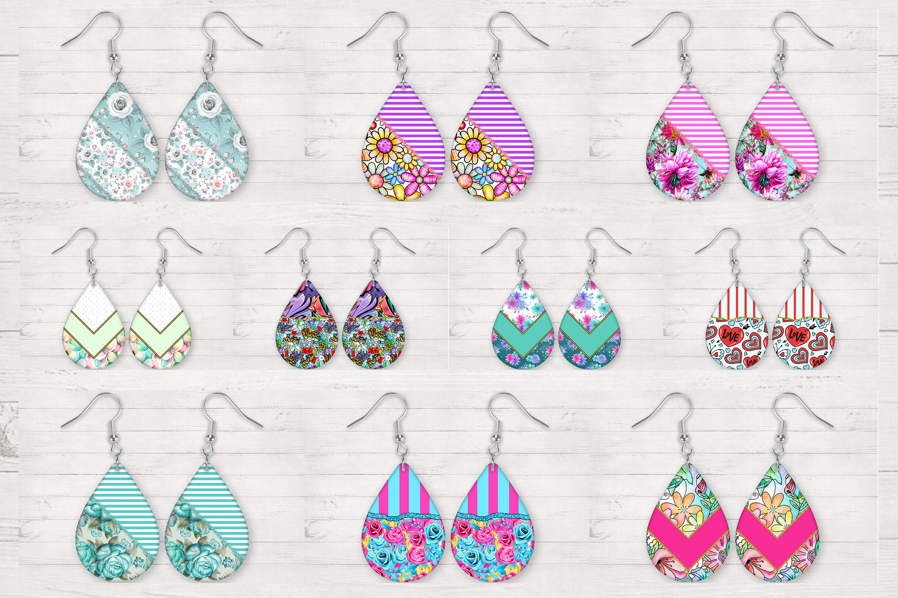 Tear Drop Earring Sublimation Design Bundle Earring Bundle - Etsy