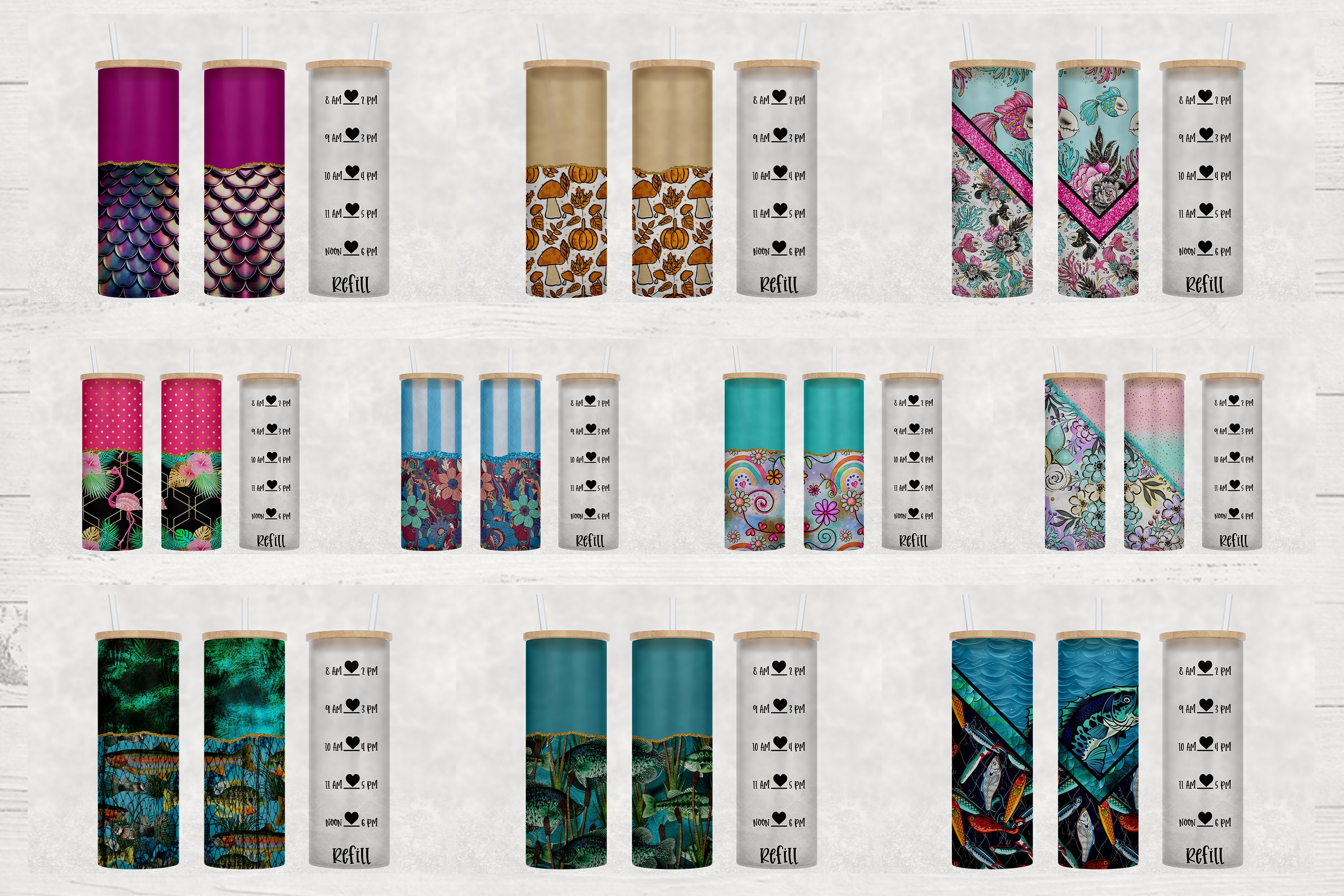 25oz Libbey Glass Tumbler Sublimation Designs Water Tracker - Etsy