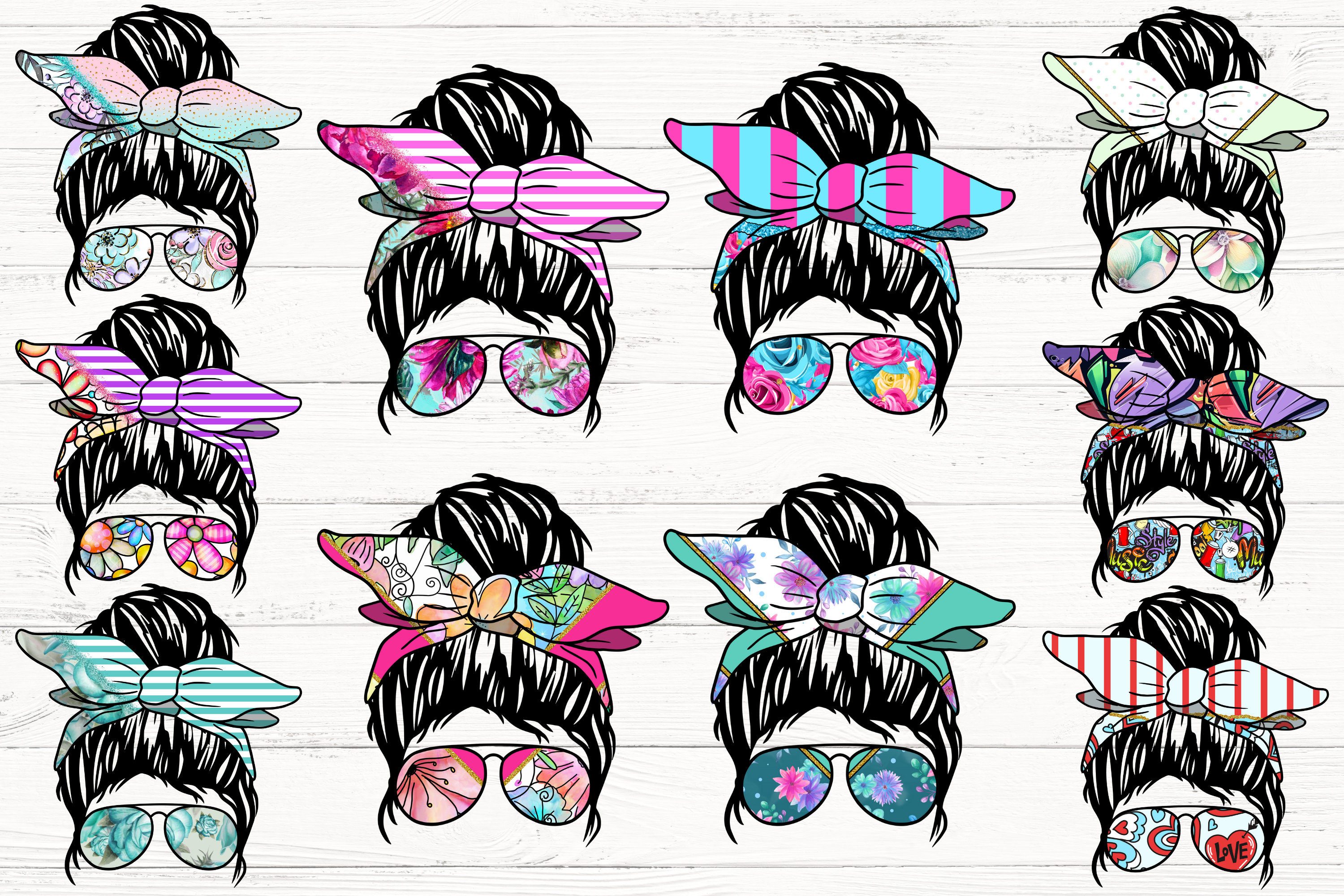 Messy Bun Sublimation Design Bundle, Messy Bun Bundle, Messy Bun ...