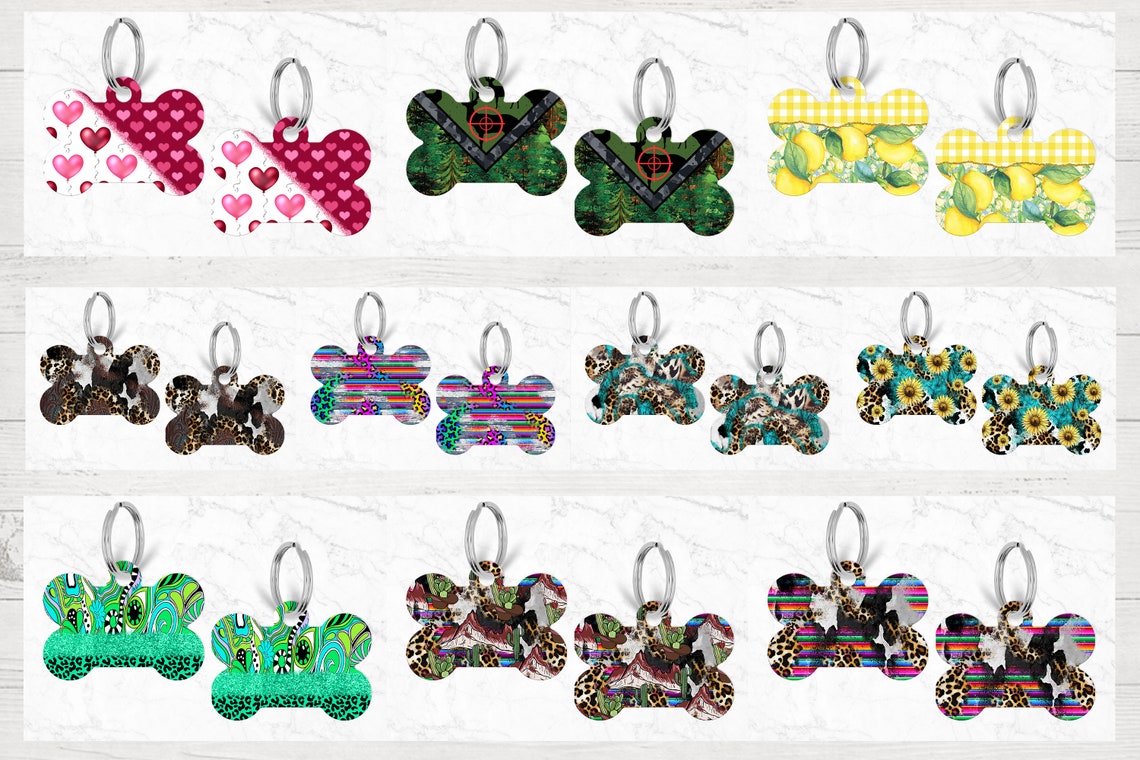 Bone Dog Tag Bundle, Dog Tags Sublimation, Pet Tag Png Bundle, Bone Dog ...