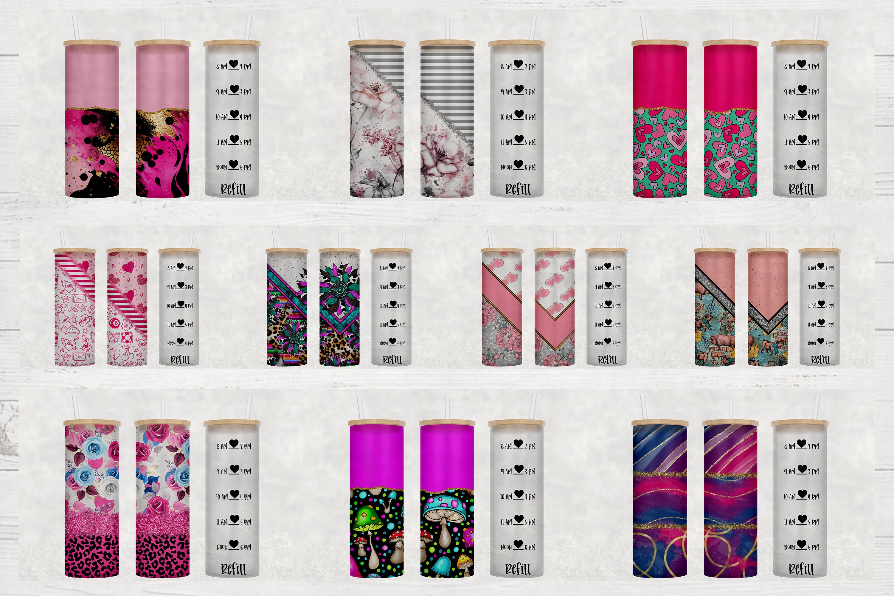 25oz Libbey Glass Tumbler Sublimation Designs Water Tracker - Etsy