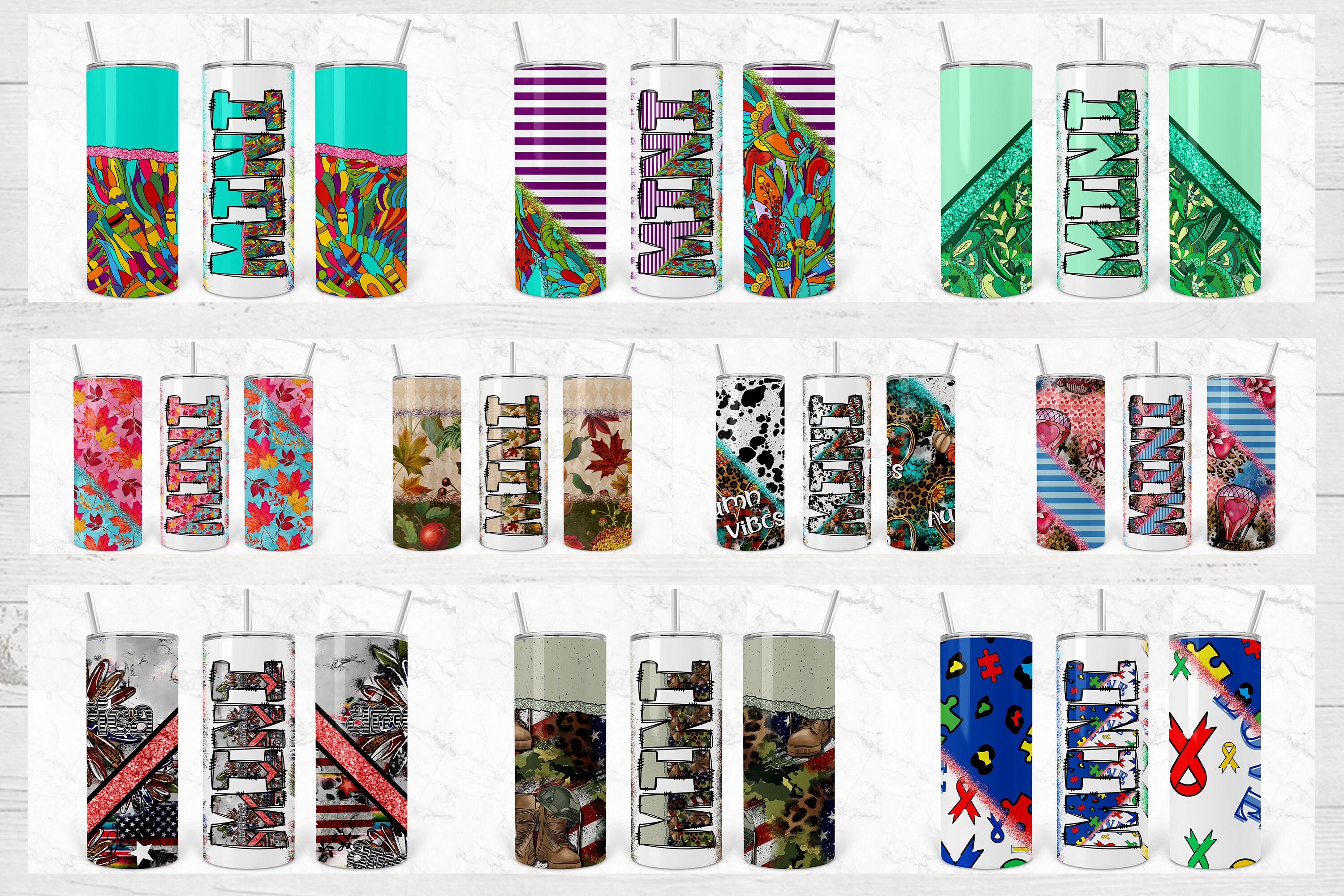 15oz Skinny Sublimation Design Bundle 15oz Mini Skinny - Etsy