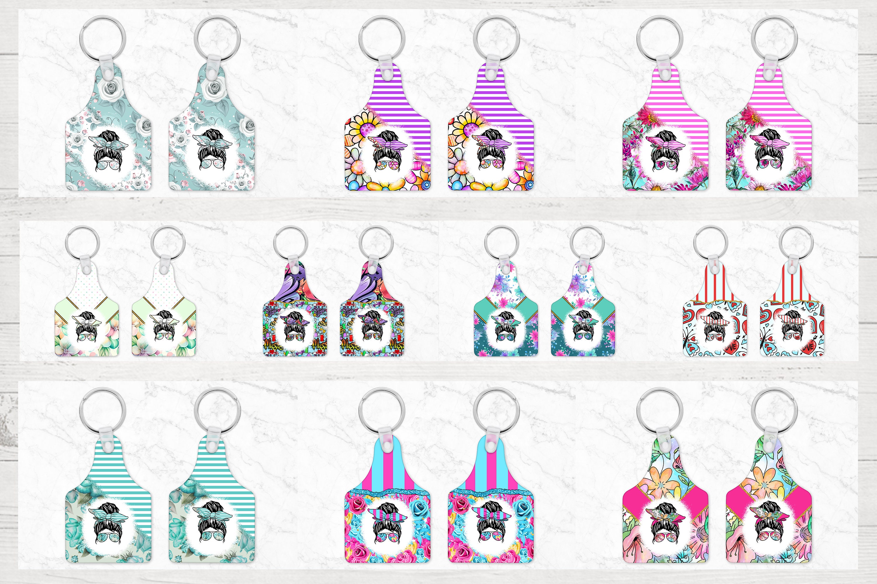 Cow Tag Keyring Sublimation Design Cowtag Earring Designs - Etsy