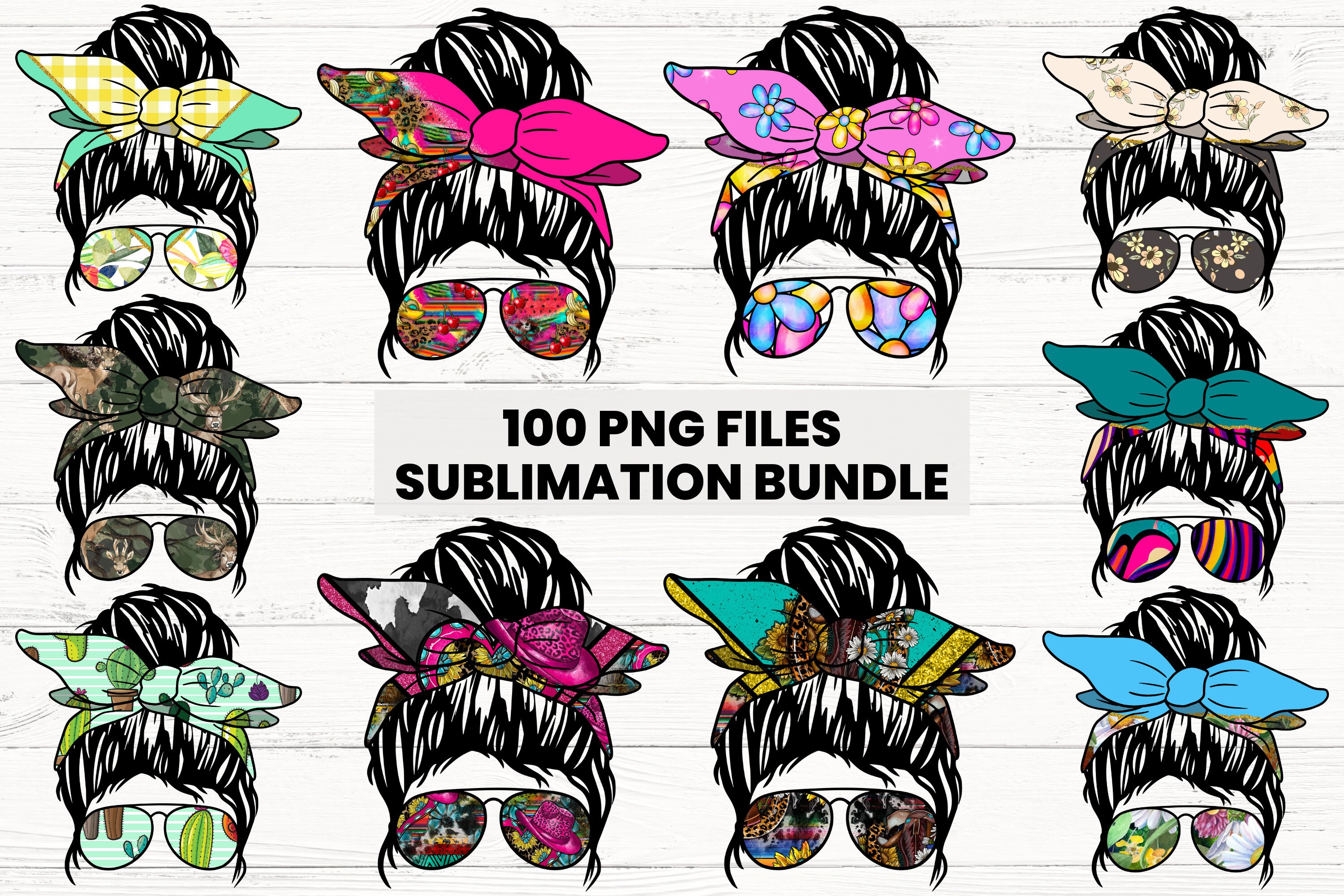 Messy Bun Sublimation Design Bundle, Messy Bun Bundle, Messy Bun ...