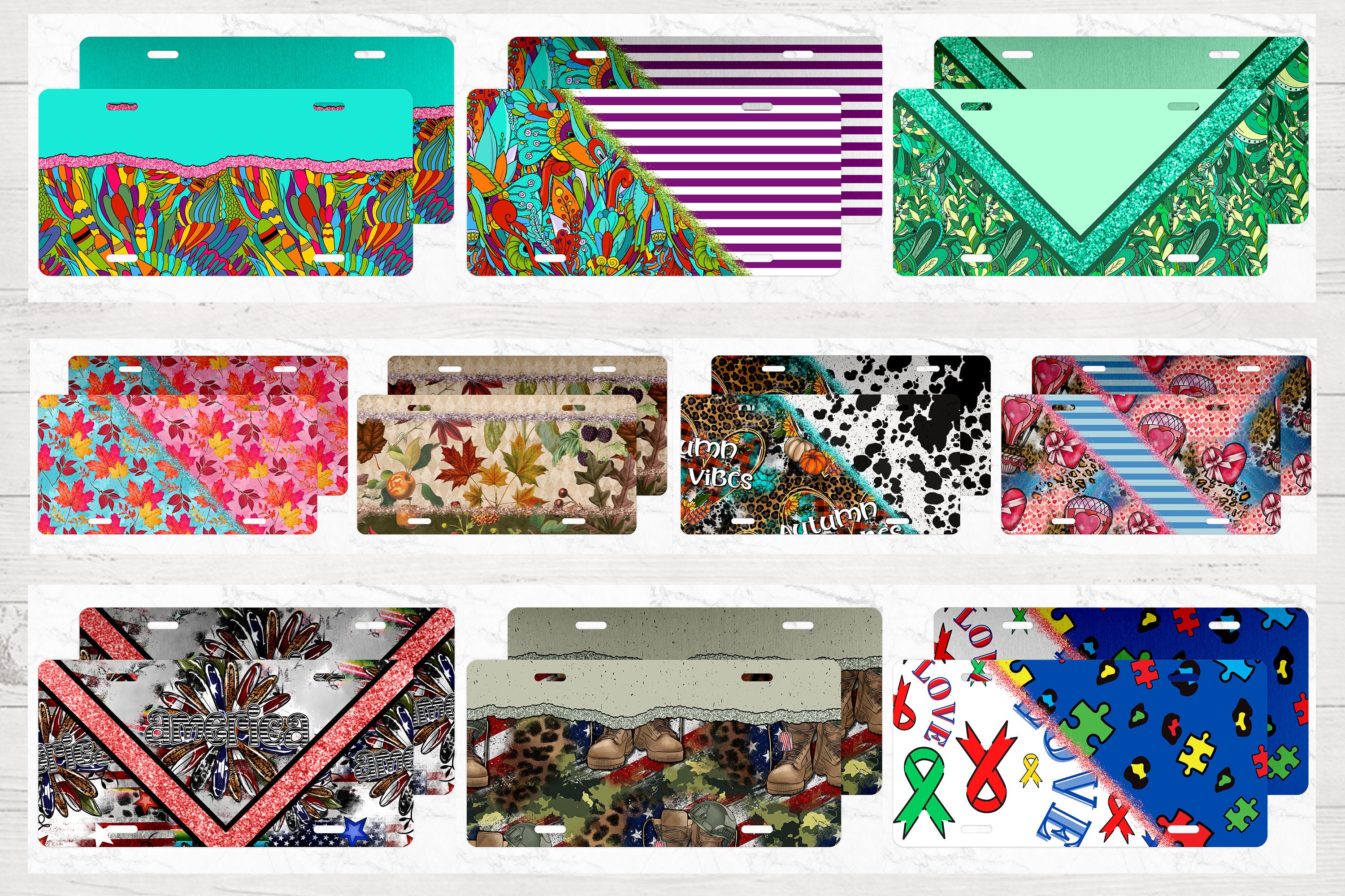 License Plate Sublimation Design Bundle License Plate Bundle - Etsy