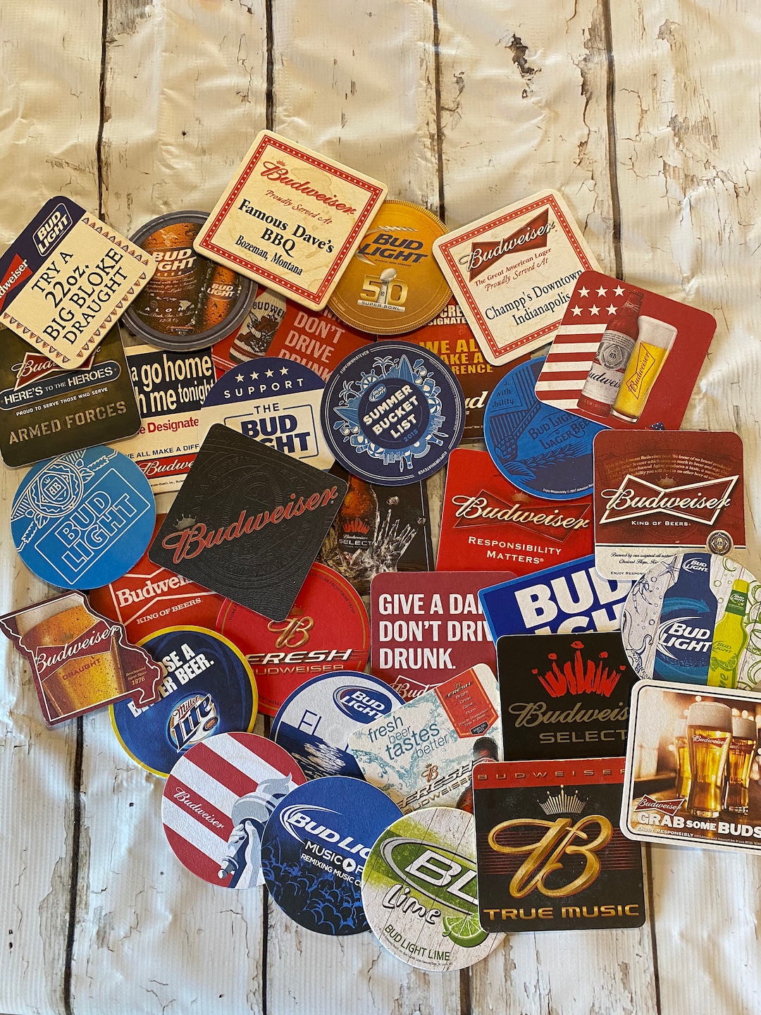 15 Budweiser Coasters,cardboard Coasters Brewery, Barware, Tavern ...