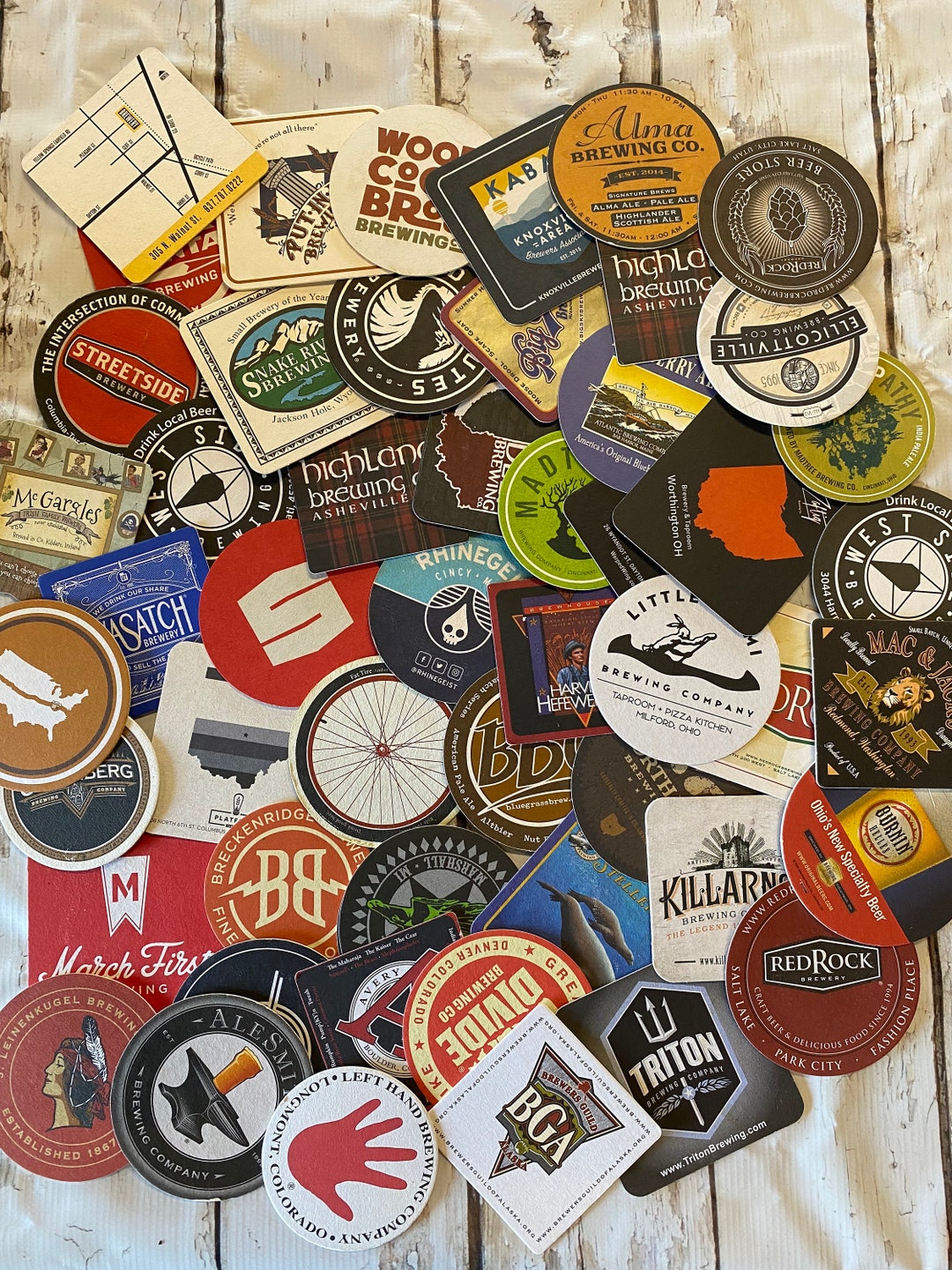 20 Unique Coasters,cardboard Coasters Brewery, Barware, Tavern Coasters ...