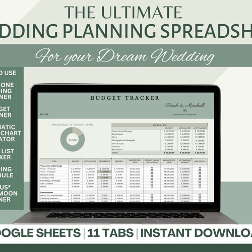 Wedding Budget Spreadsheet Planner Wedding Checklist - Etsy