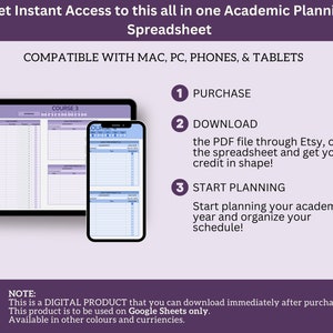 Assignment Tracking Spreadsheet, Academic and Course Planner, Digital ...
