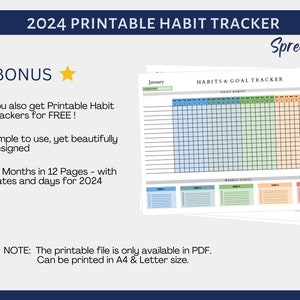 Habit Tracker EXCEL Spreadsheet Template, 2025 Habit Tracker, Habit ...