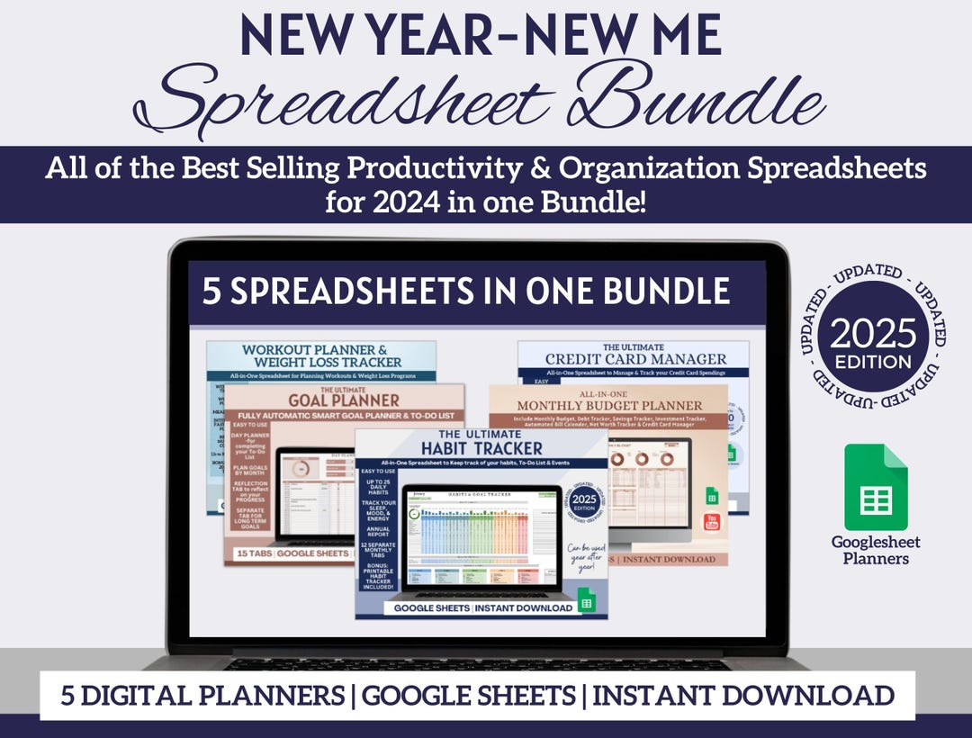 Digital Productivity Bundle, Habit Tracker, Weight Loss Tracker, Goal ...