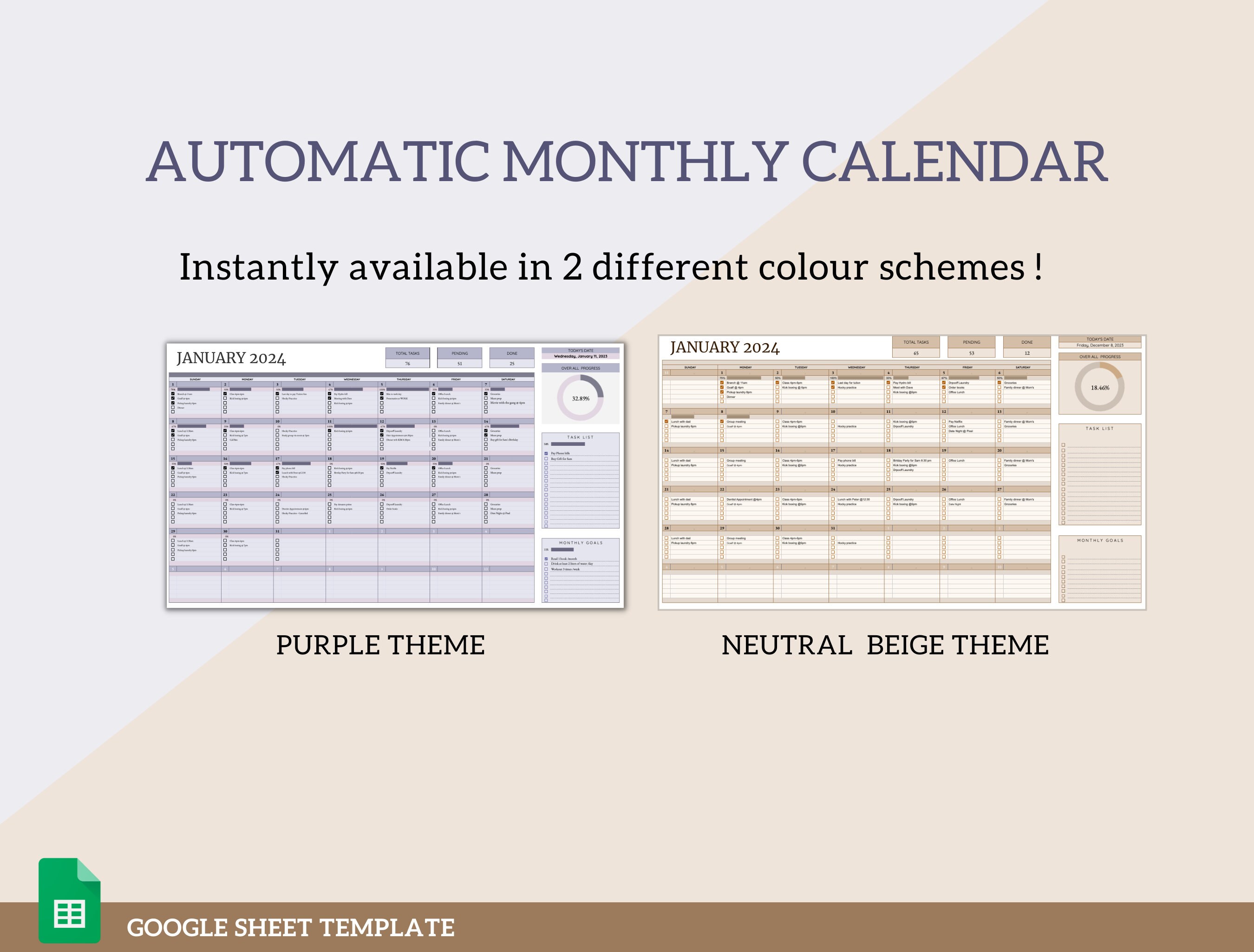 2024 Editable Calendar Automated Monthly Calendar Task Planner ...