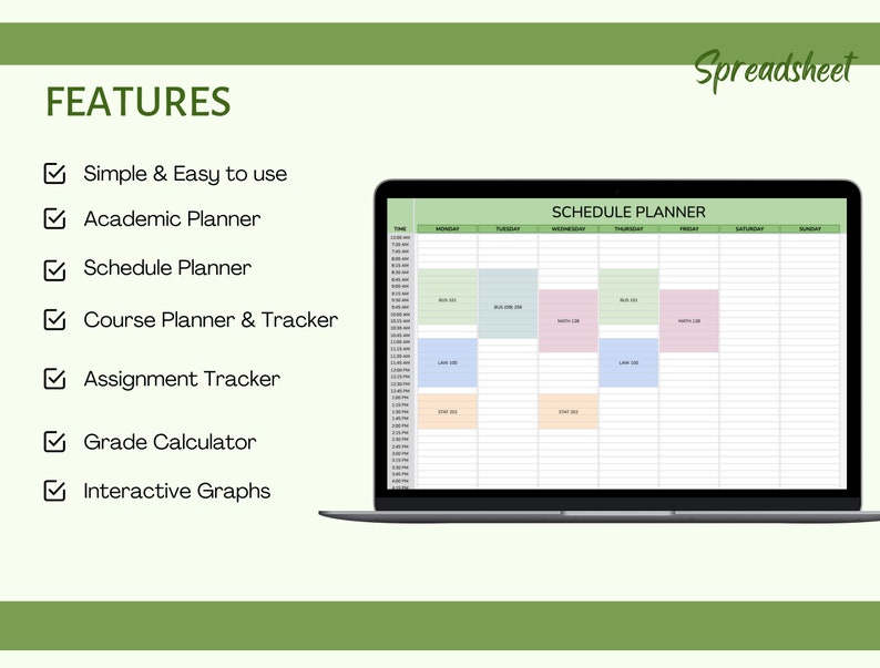 Assignment Tracking Spreadsheet Academic and Course Planner - Etsy