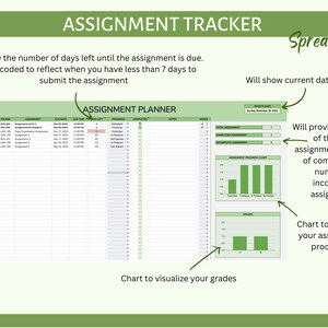 Assignment Tracking Spreadsheet Academic and Course Planner - Etsy