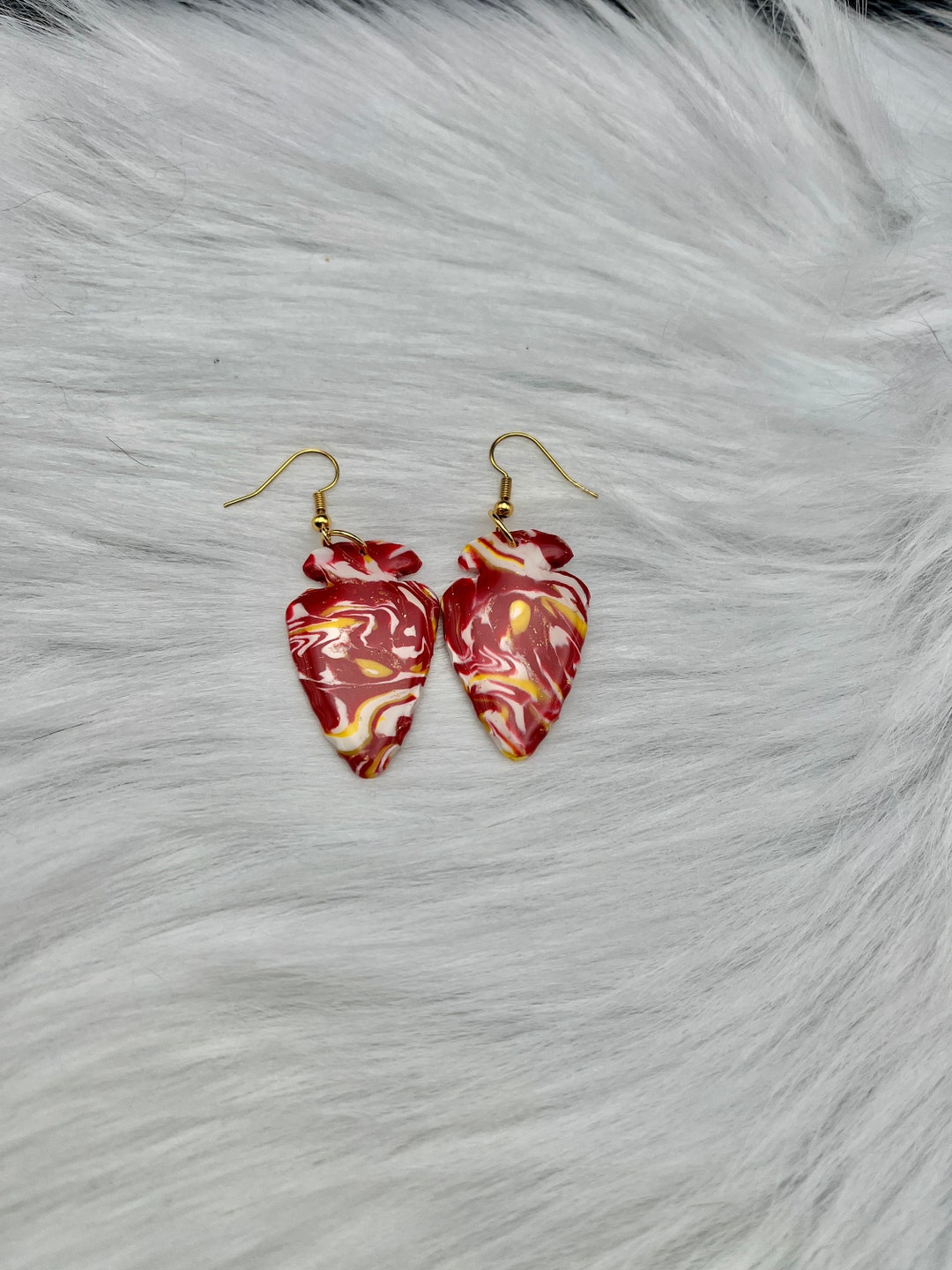 KC Chiefs Marbled Dangle Earrings - Etsy