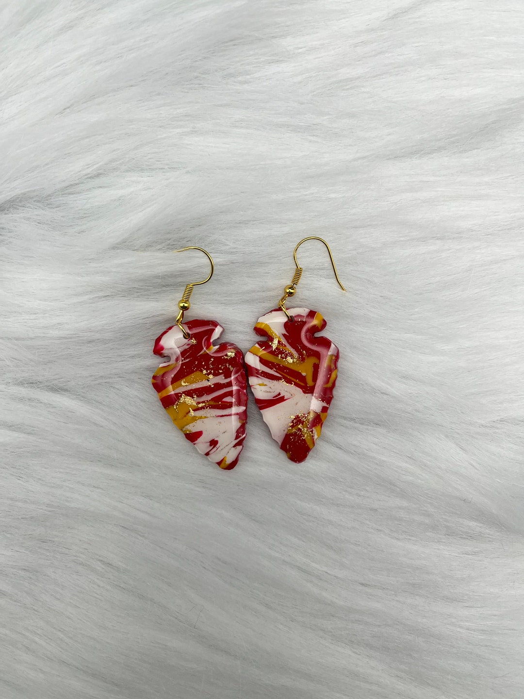 KC Chiefs Polymer Clay Resin Dangle Earrings - Etsy