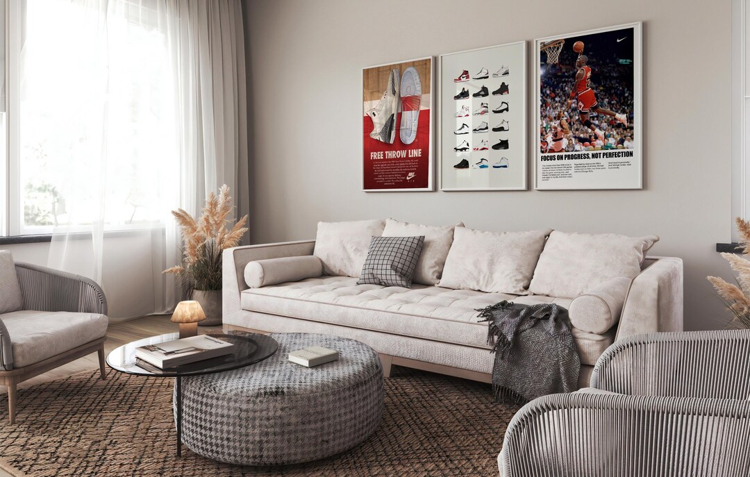 Michael Jordan Shoe Collection Retro Poster Set of 3, Vintage Sneaker ...